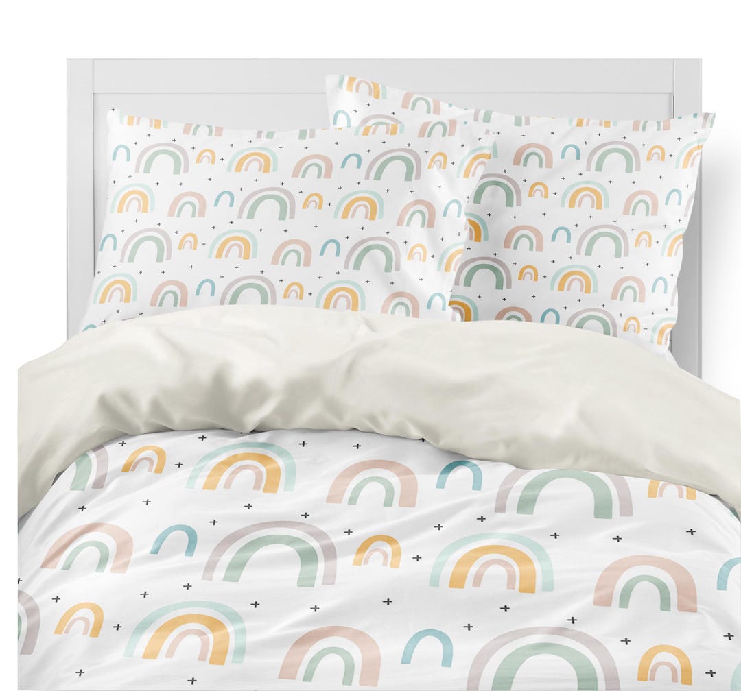 Pastel Rainbow Bedding Set, Rainbow Comforter, Boho Bedding, Boho ...