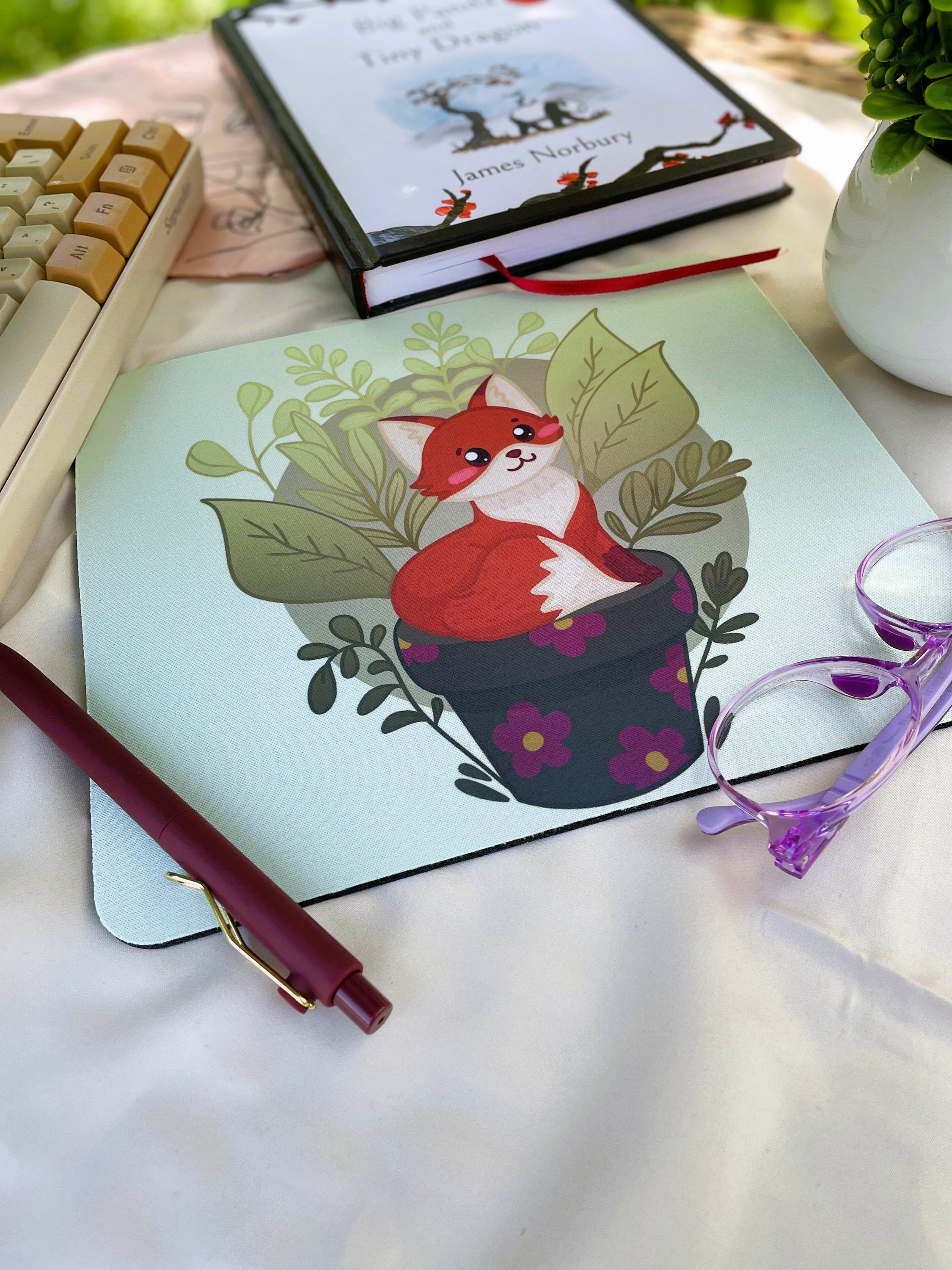 Kawaii Fox, Lovely Fox Mouse Pad | Cute Cartoon Fox Mousepad | Desktop ...