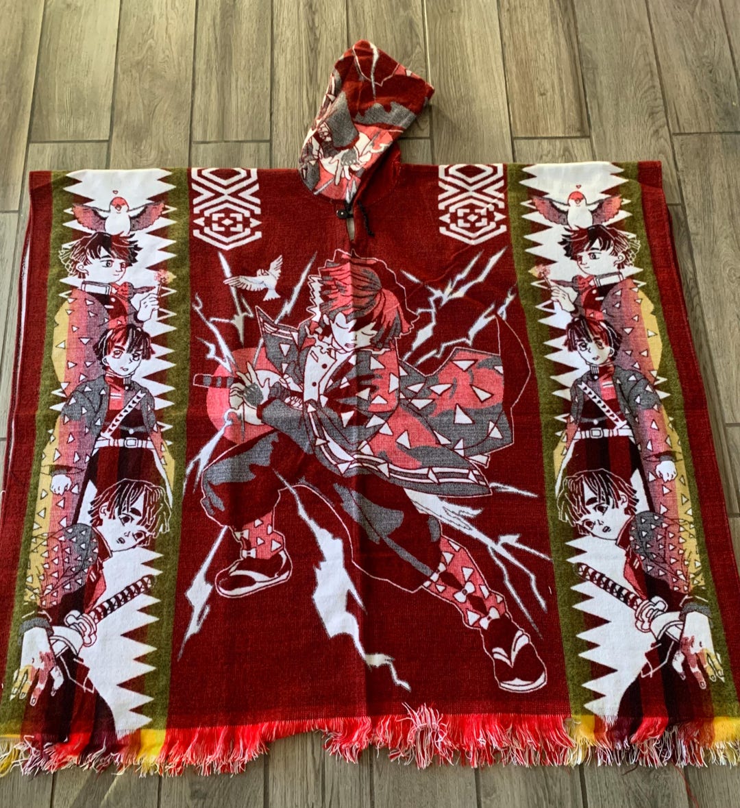 Demon Slayer Poncho Alpaca Wool Poncho Blanket, Unisex One Size Very ...