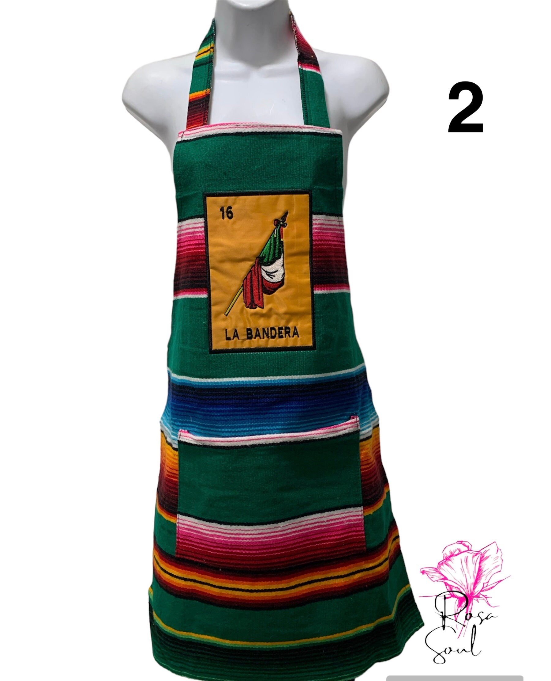 Mexican Loteria Apron Mandil La Bandera Loteria Apron Cooking Sarape ...