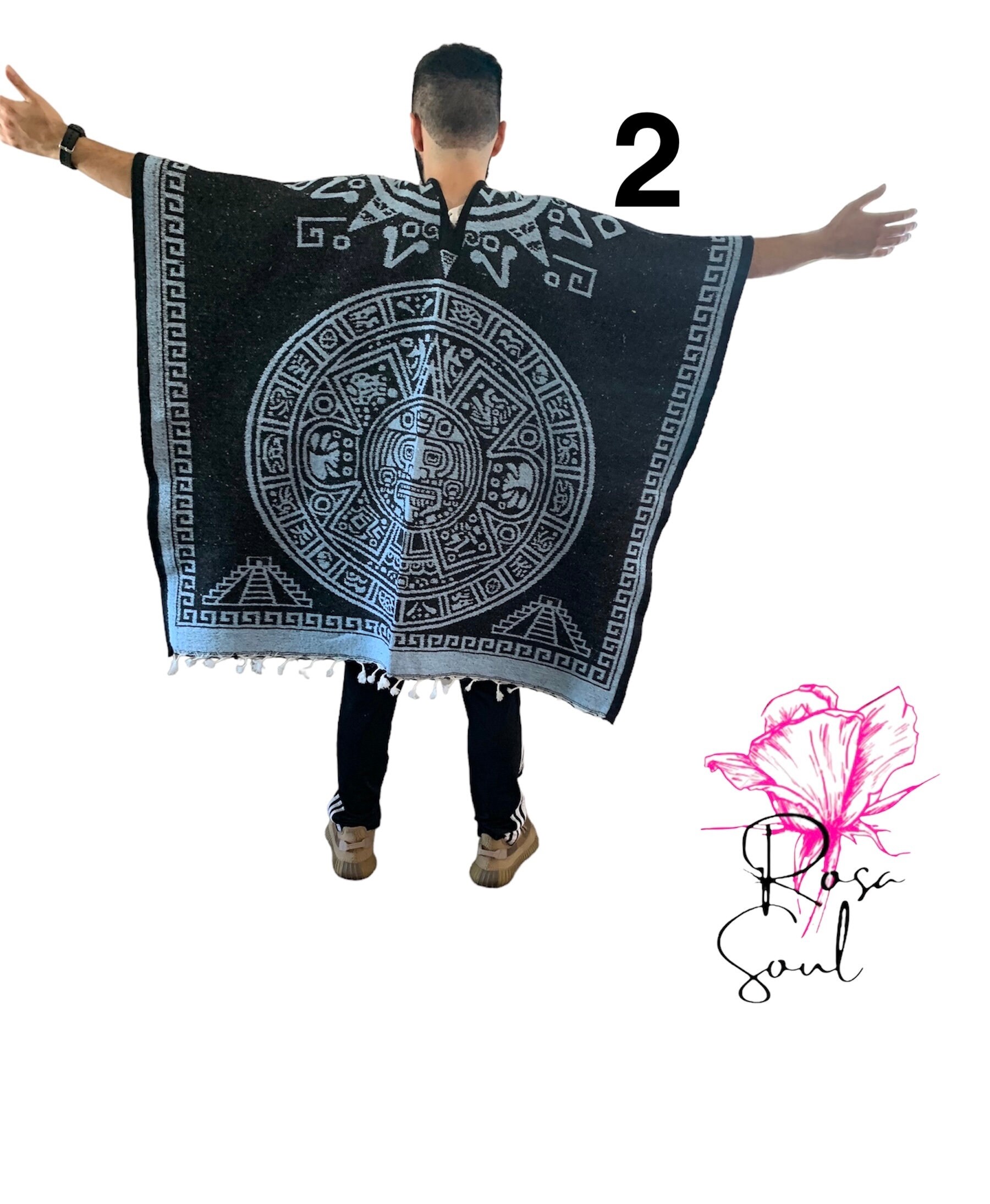 Unisex Capa/jorongo/serape/ Gaban Fina Mexican Sarape Aztec Calender ...