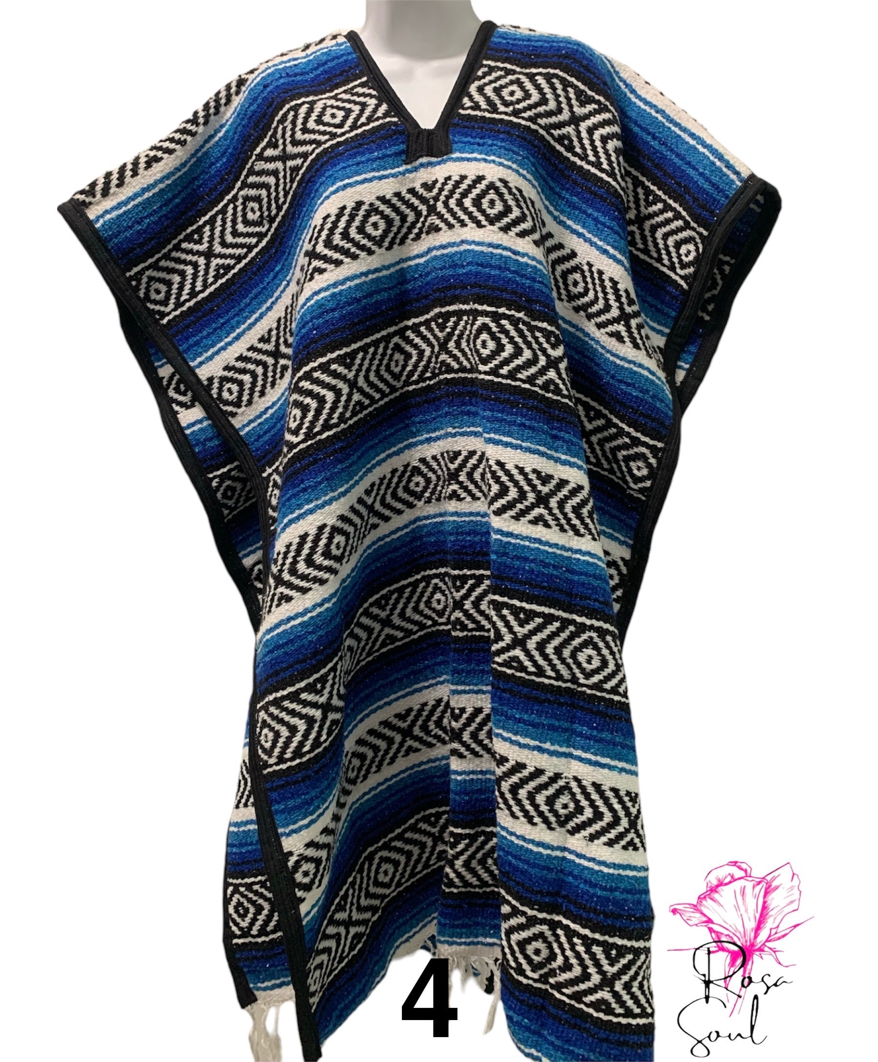 Traditional Authentic Handmade Mexican Falsa Poncho Serape Jorongo ...