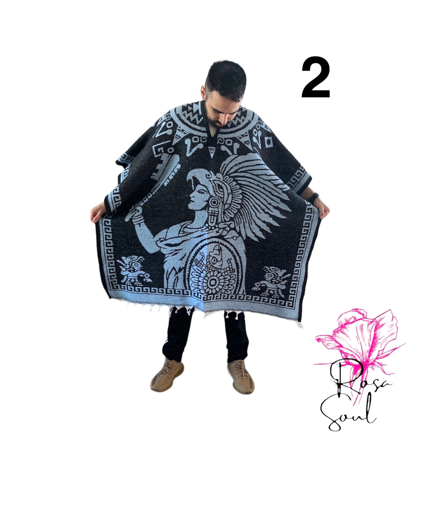 Unisex Capa/jorongo/serape/ Gaban Fina Mexican Sarape Aztec Calender ...