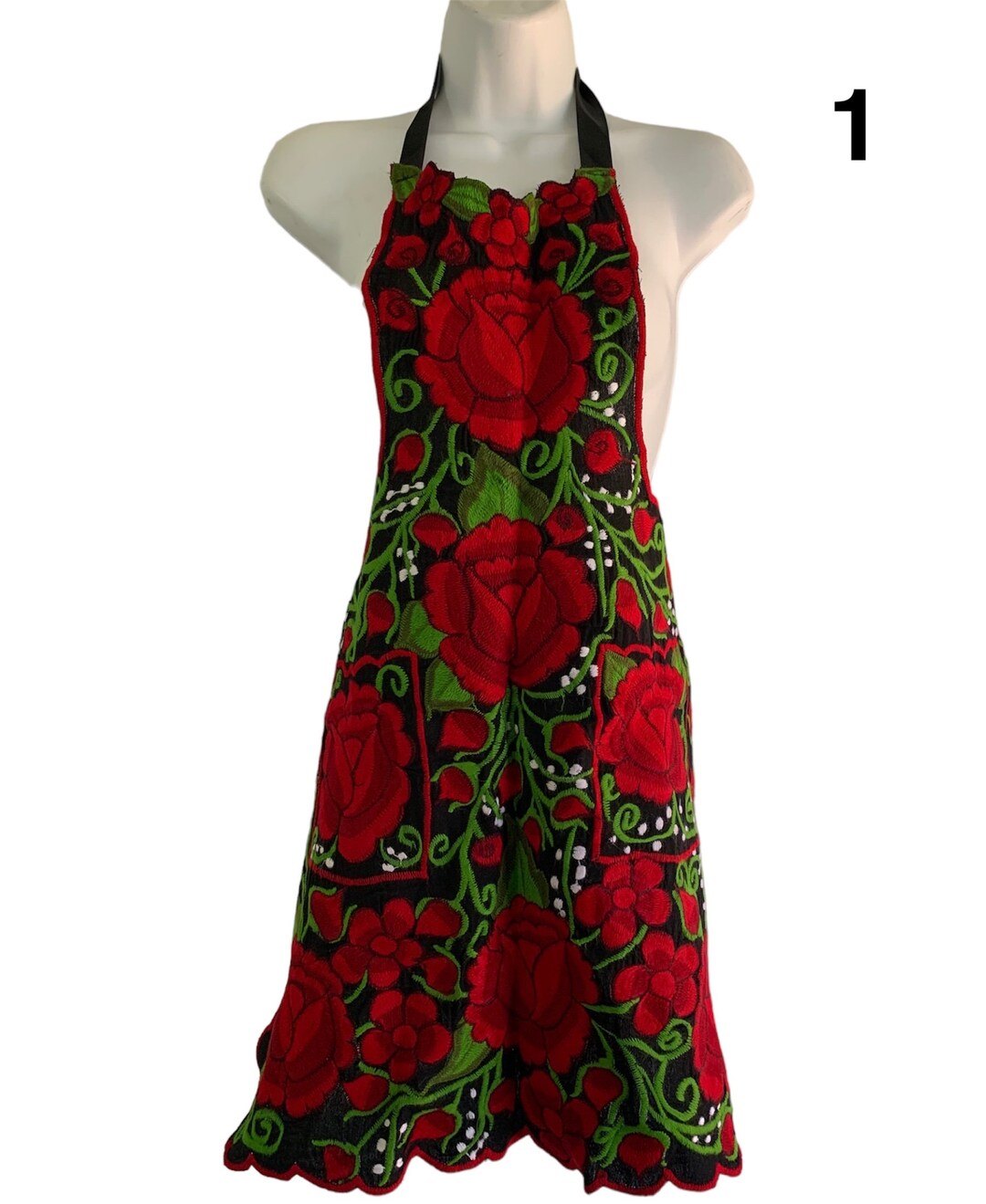 Floral Mexican Aprons. Mexican Floral Embroidered Apron. Mexican Gift ...