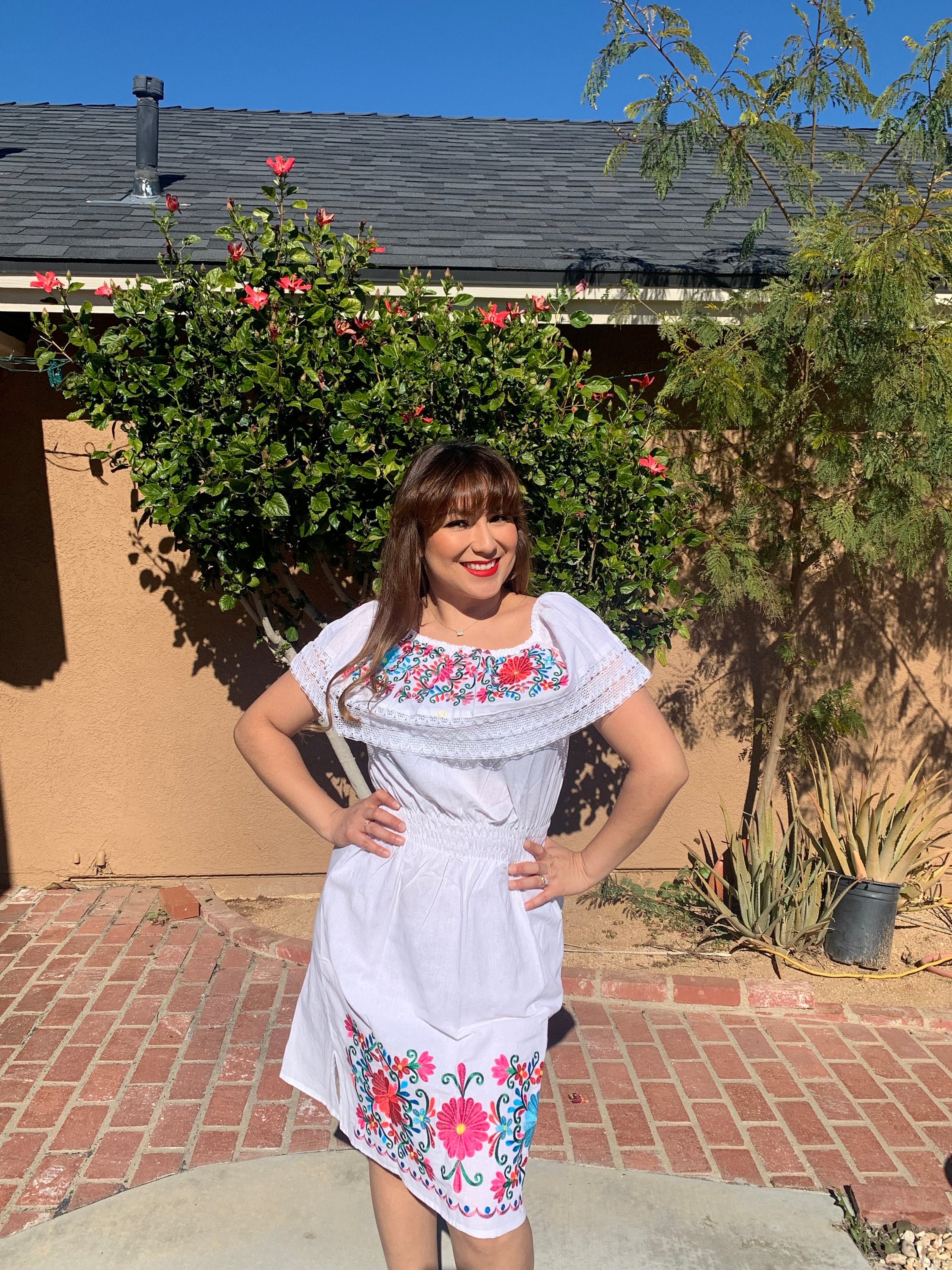 Mexican Floral Embroidered Dress. Size S XL. Traditional Mexican Dress ...