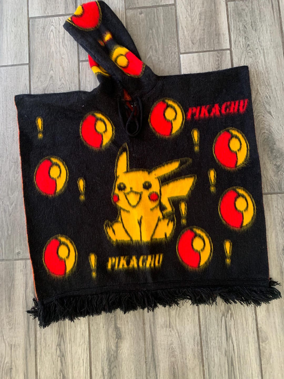 Pikachu Kids Size Alpaca Poncho, Artesian Cape Very Light Weight ...