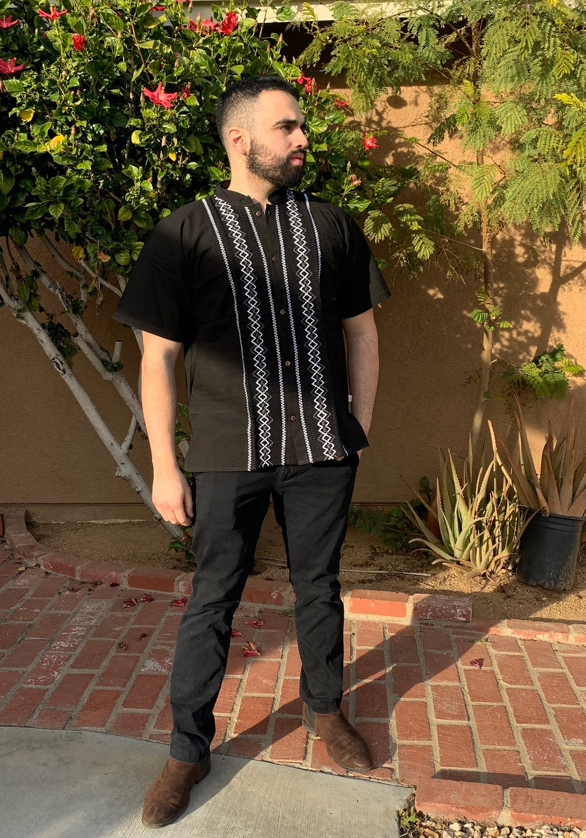 Mens Mexican Traditional Shirt. Guayabera for Men. Size L-XL ...
