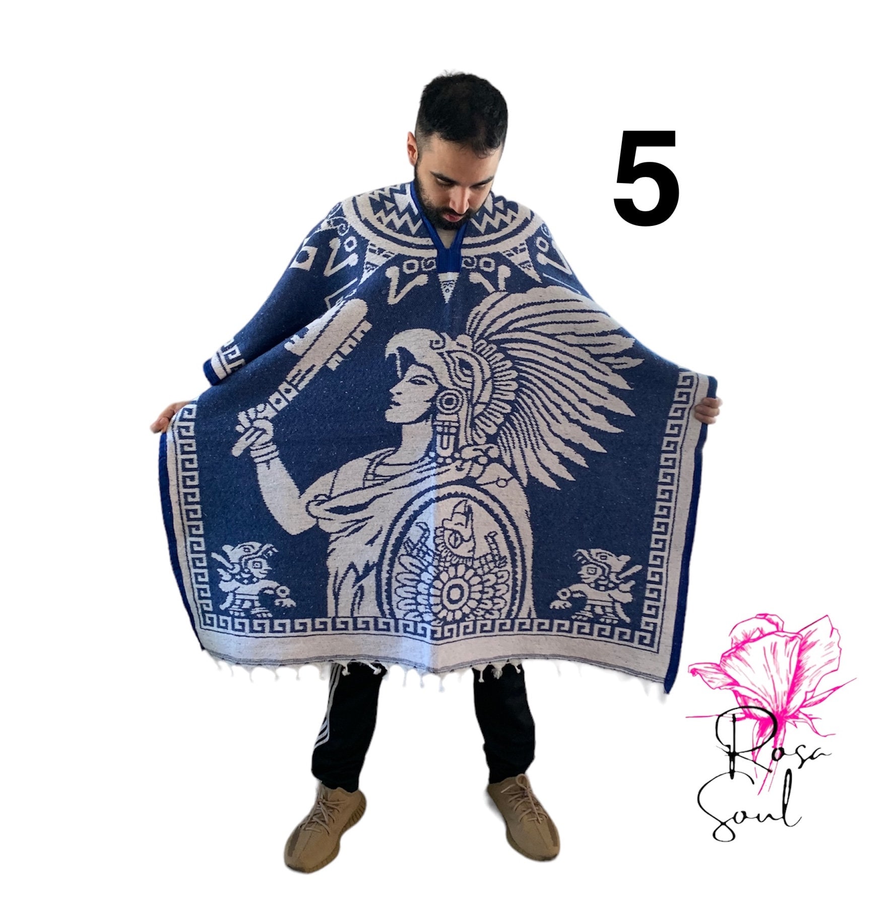 Unisex Capa/jorongo/serape/ Gaban Fina Mexican Sarape Aztec Calender ...