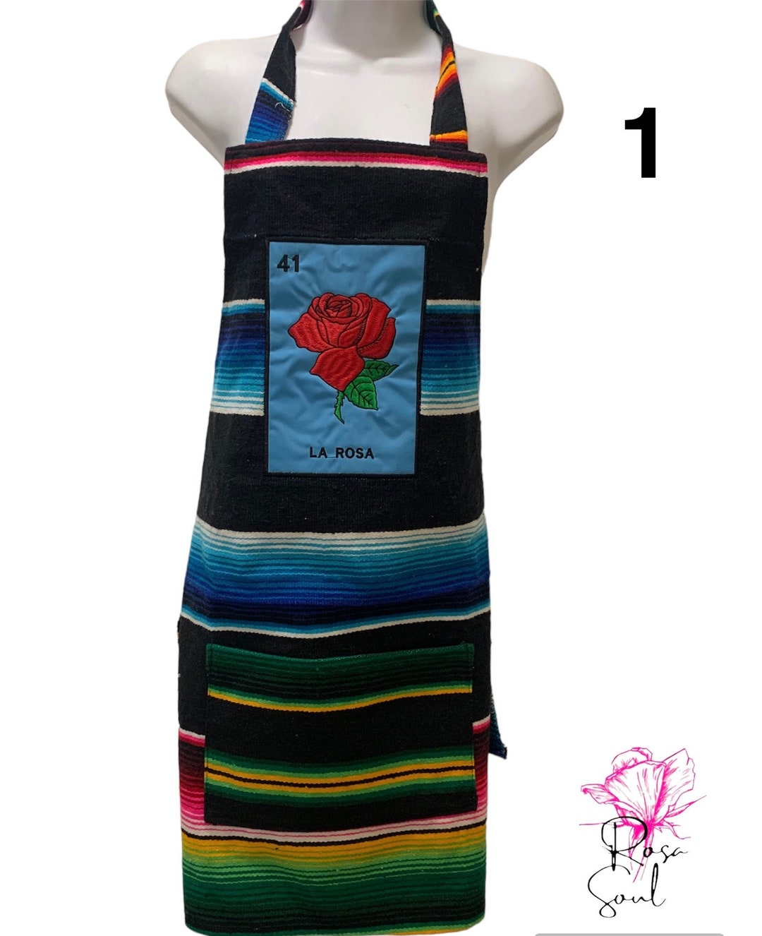 Mexican Loteria Apron Mandil La Rosa Loteria Apron Cooking Sarape Apron ...