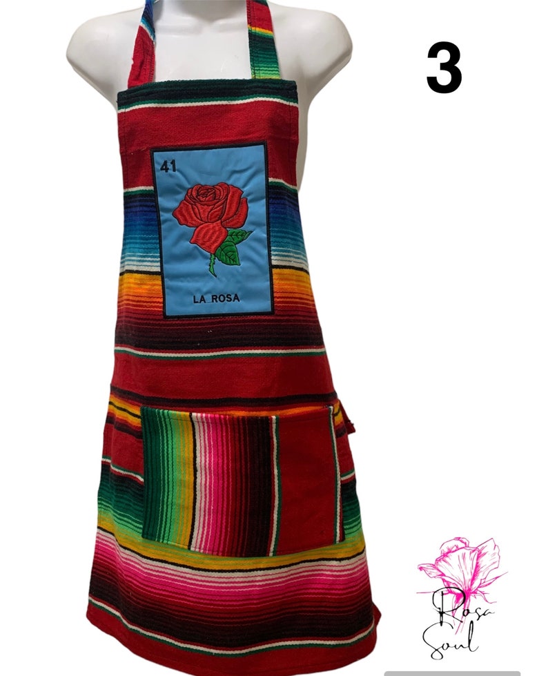 Mexican Loteria Apron Mandil La Rosa Loteria Apron Cooking Sarape Apron ...