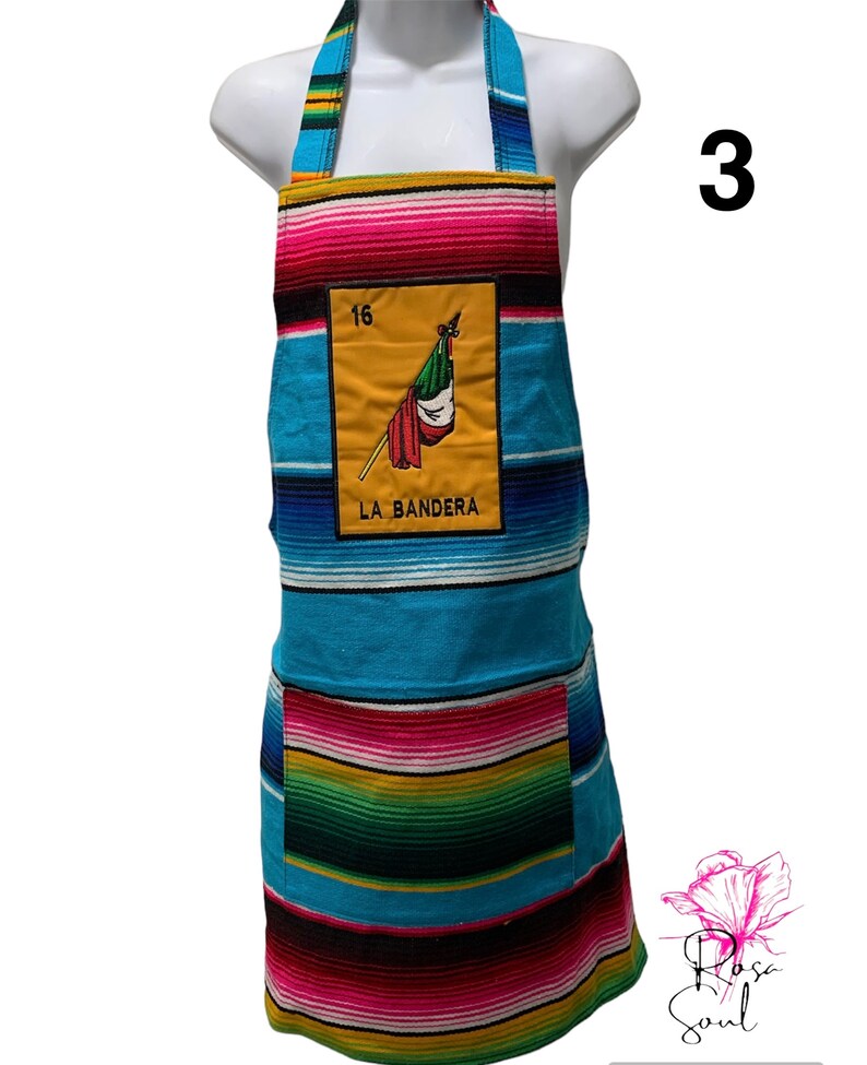 Mexican Loteria Apron Mandil La Bandera Loteria Apron Cooking Sarape ...