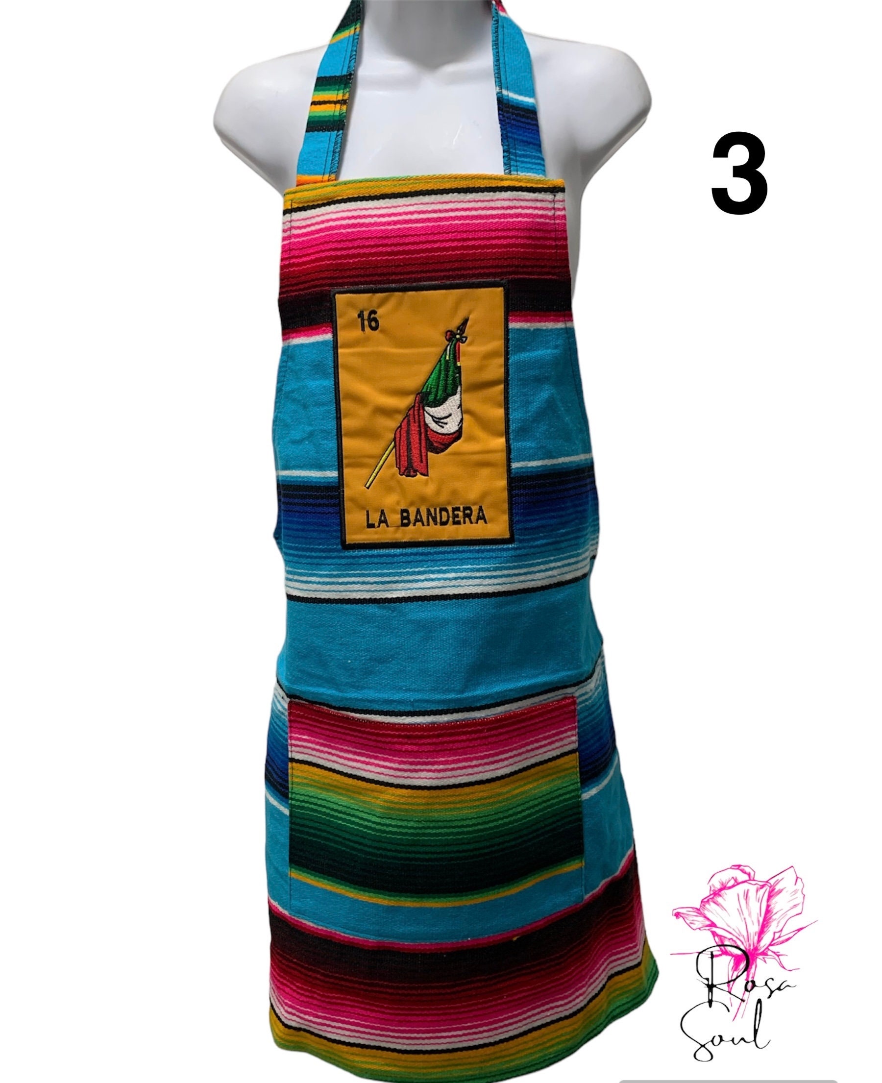 Mexican Loteria Apron Mandil La Bandera Loteria Apron Cooking Sarape ...