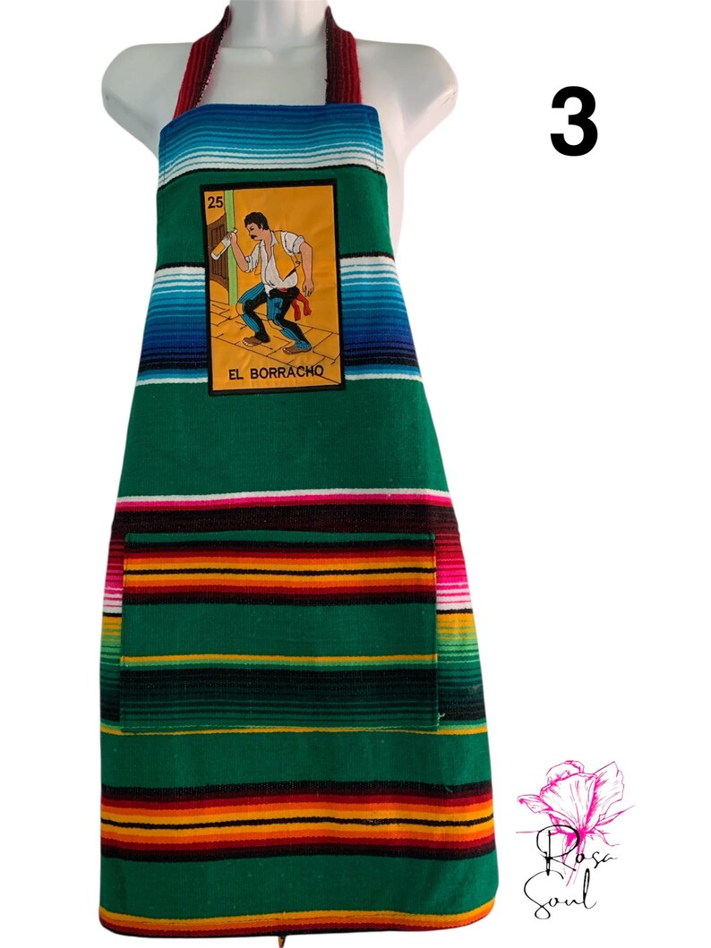 Mexican Loteria Apron Mandil El Borracho Loteria Apron Cooking Sarape ...
