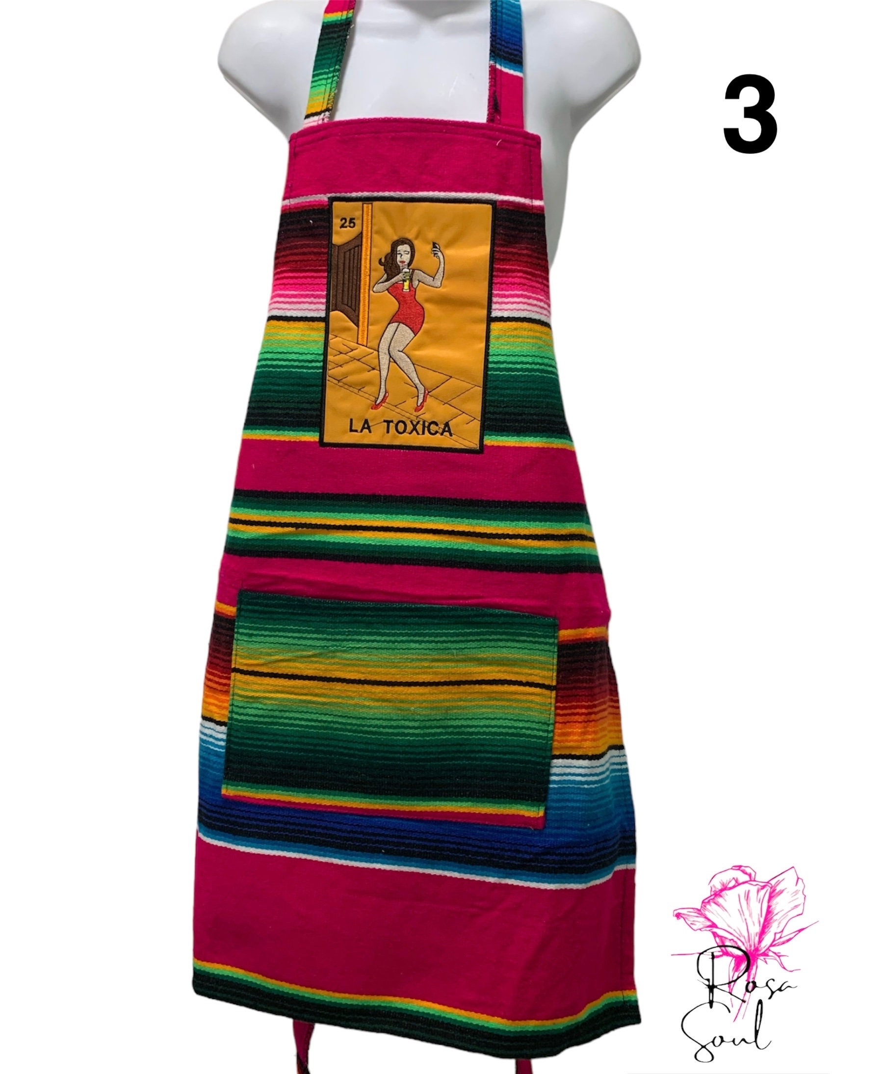 Mexican Loteria Apron Mandil La Toxica Loteria Apron Cooking Sarape ...