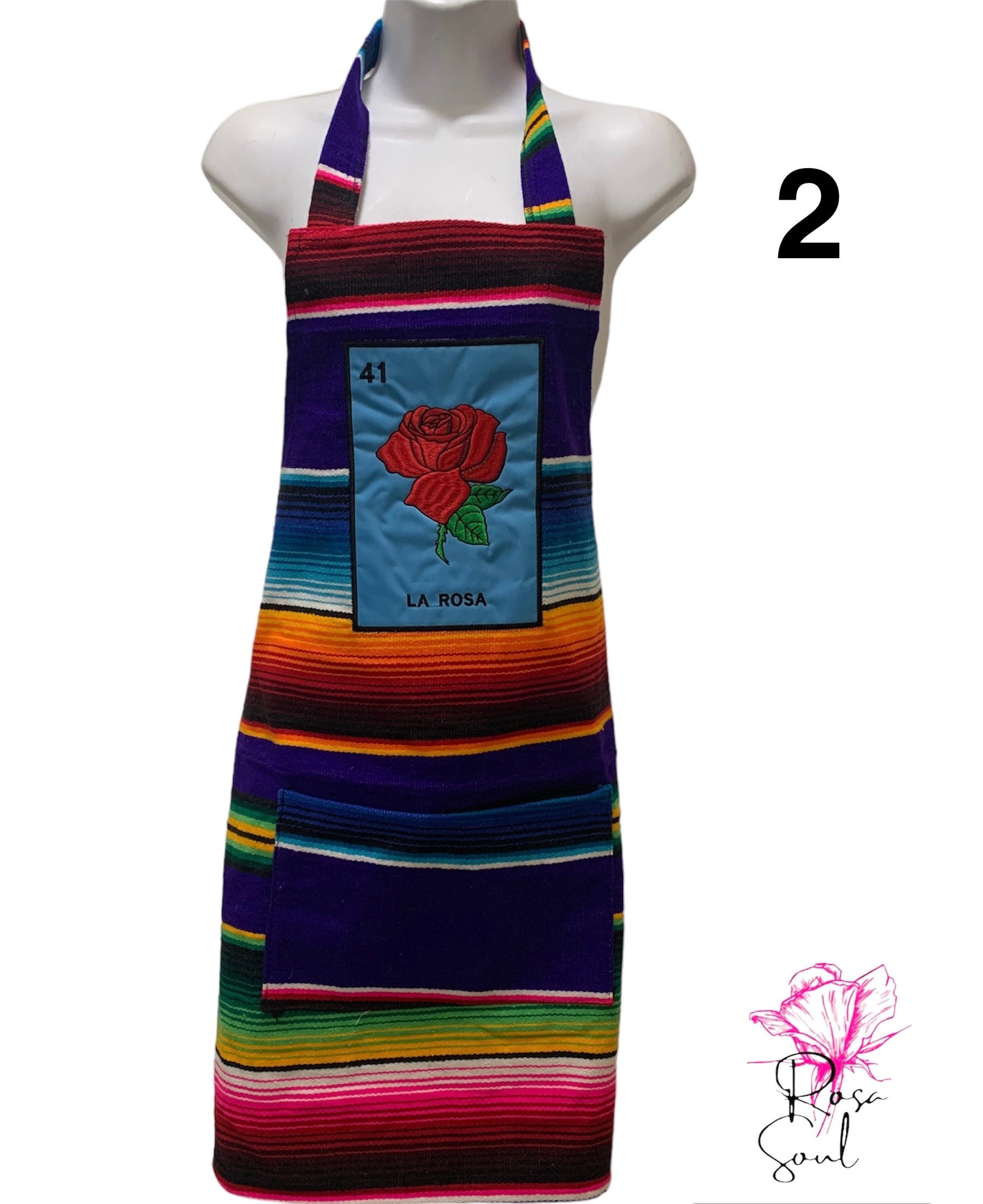 Mexican Loteria Apron Mandil La Rosa Loteria Apron Cooking Sarape Apron ...