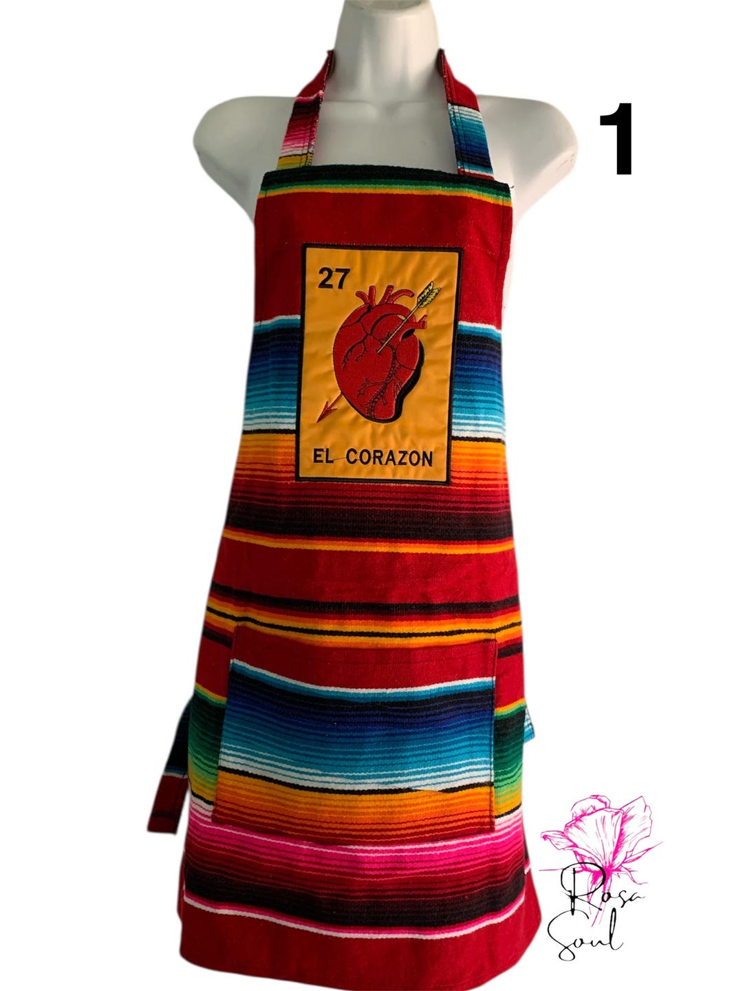 Mexican Loteria Apron Mandil El Corazon Loteria Apron Cooking Sarape ...