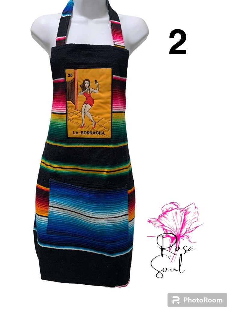 Mexican Loteria Apron Mandil La Borracha Loteria Apron Cooking Sarape ...