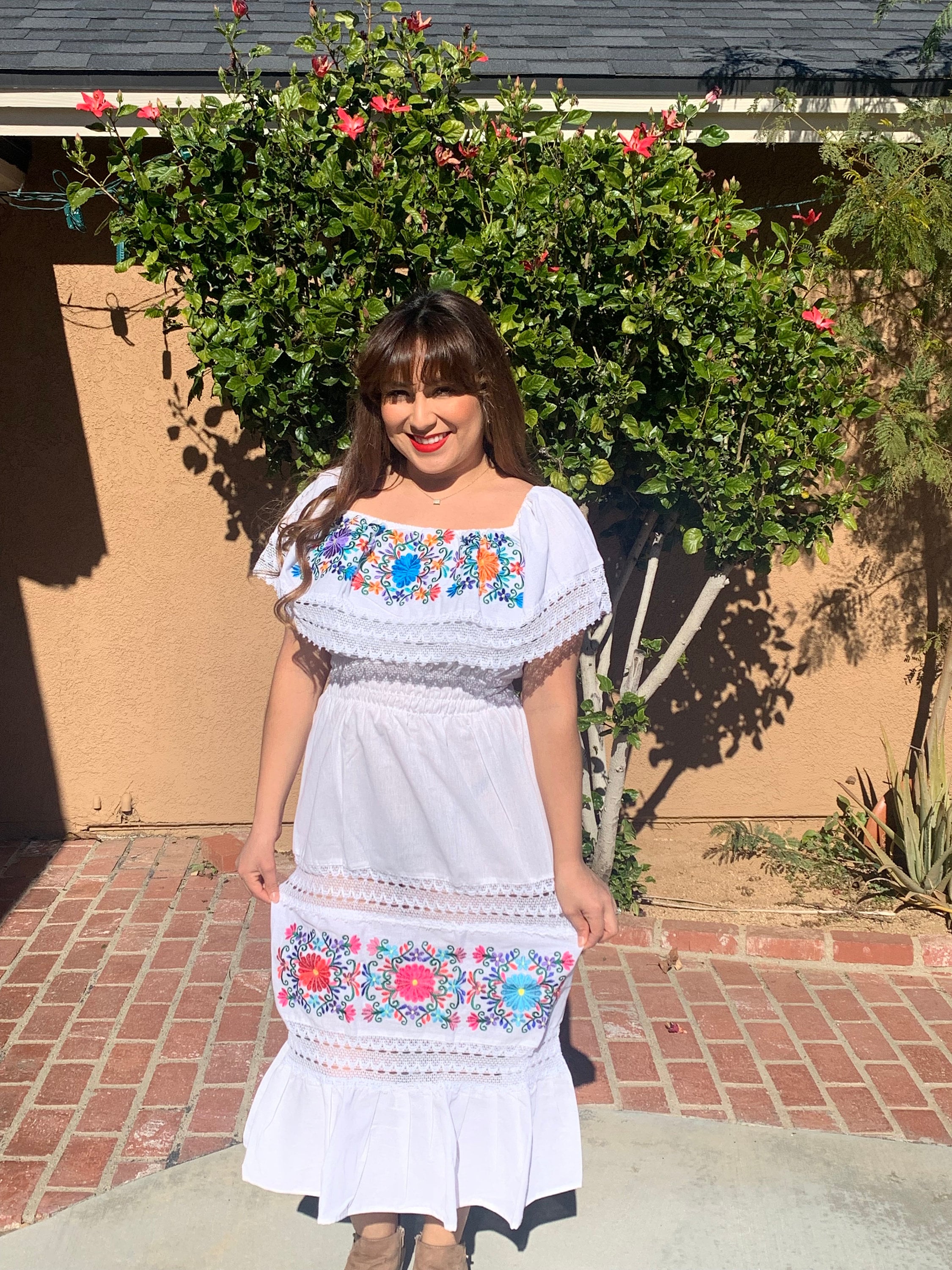 Long Mexican Traditional Dress.s - Xl.typical Mexican Dress. Boho ...