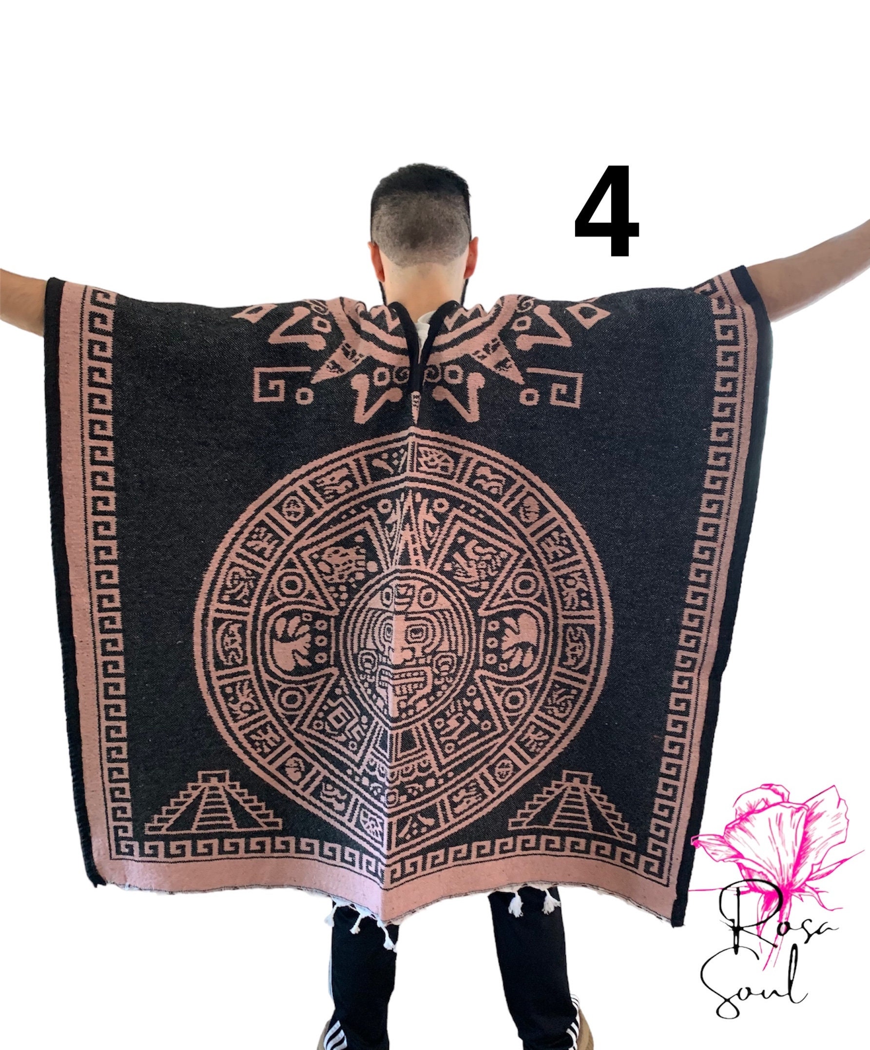 Unisex Capa/jorongo/serape/ Gaban Fina Mexican Sarape Aztec Calender ...