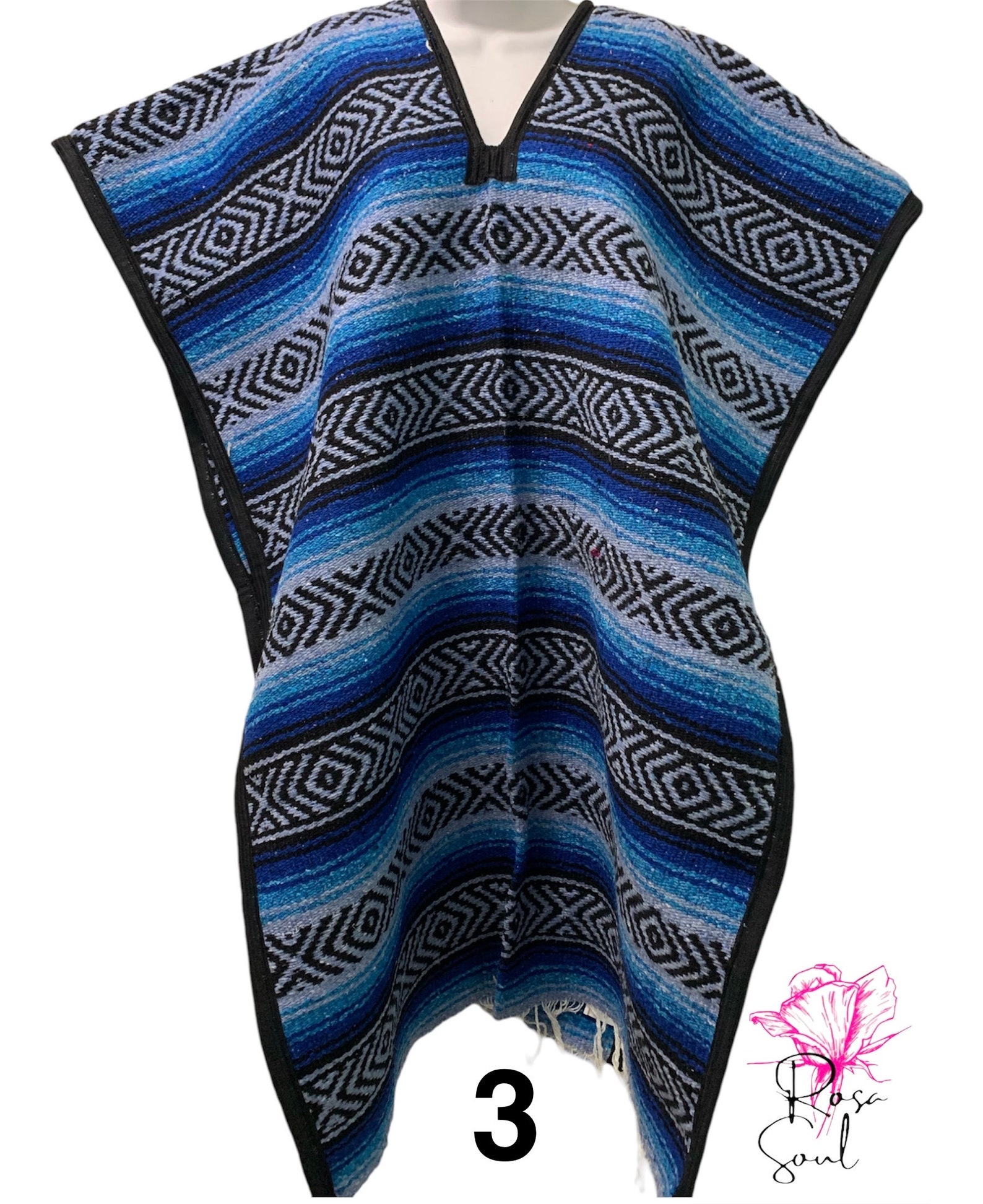 Traditional Authentic Handmade Mexican Falsa Poncho Serape Jorongo ...