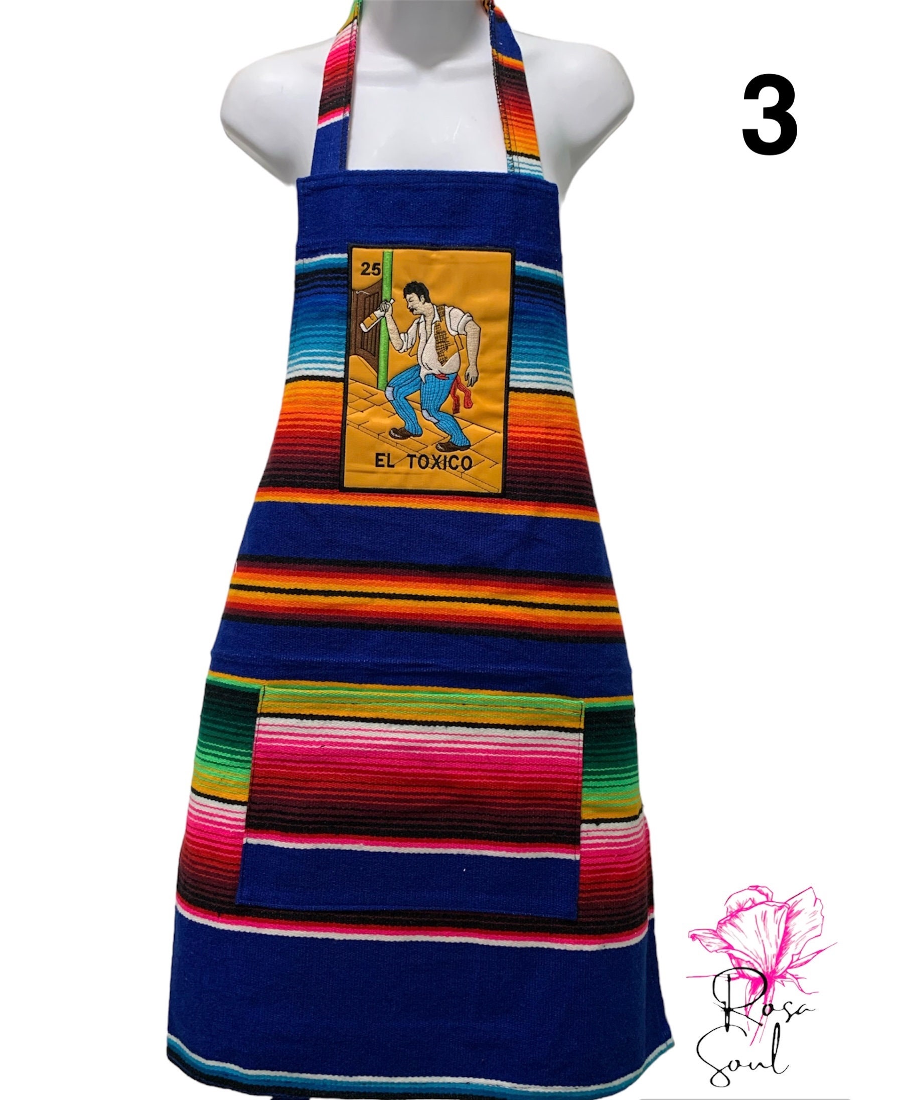 Mexican Loteria Apron Mandil El Toxico Loteria Apron Cooking Sarape ...