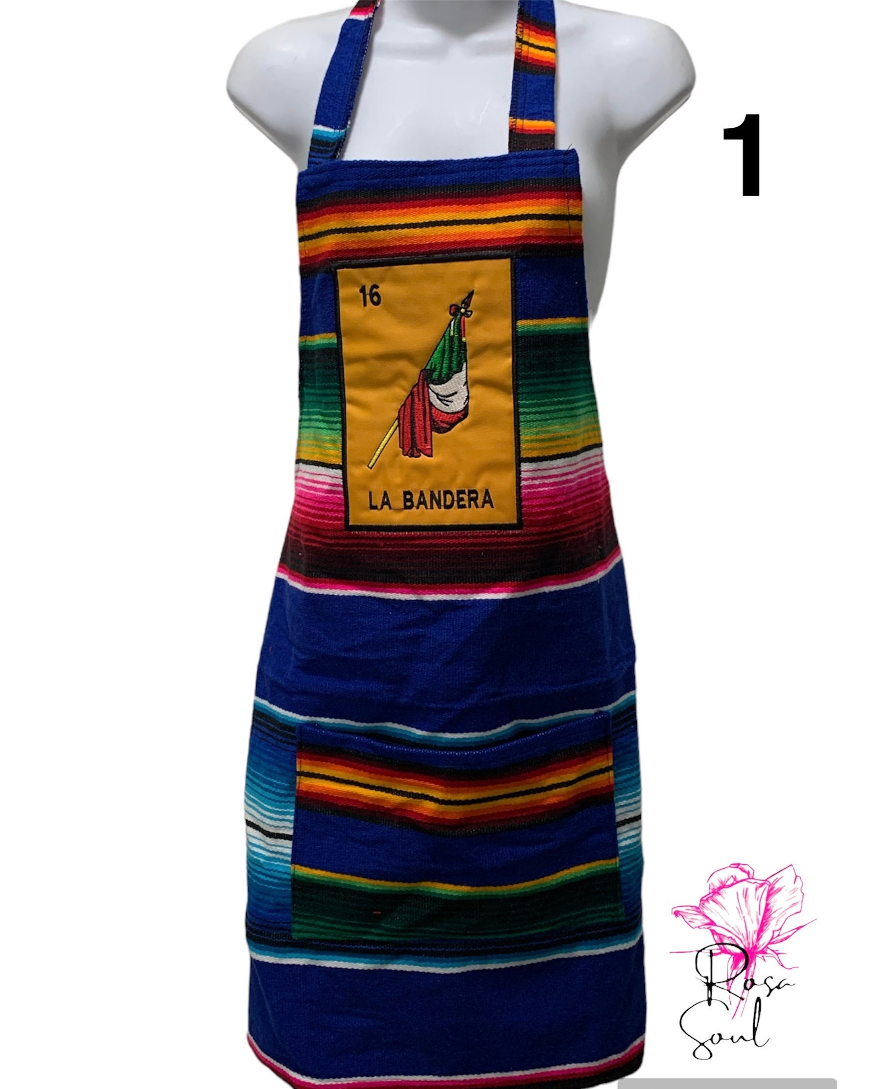 Mexican Loteria Apron Mandil La Bandera Loteria Apron Cooking Sarape ...