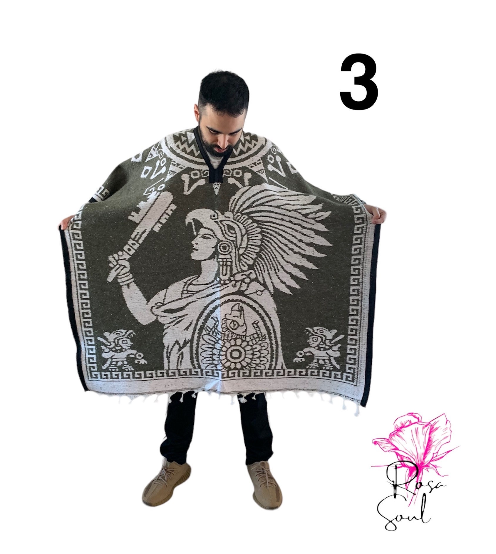 Unisex Capa/jorongo/serape/ Gaban Fina Mexican Sarape Aztec Calender ...