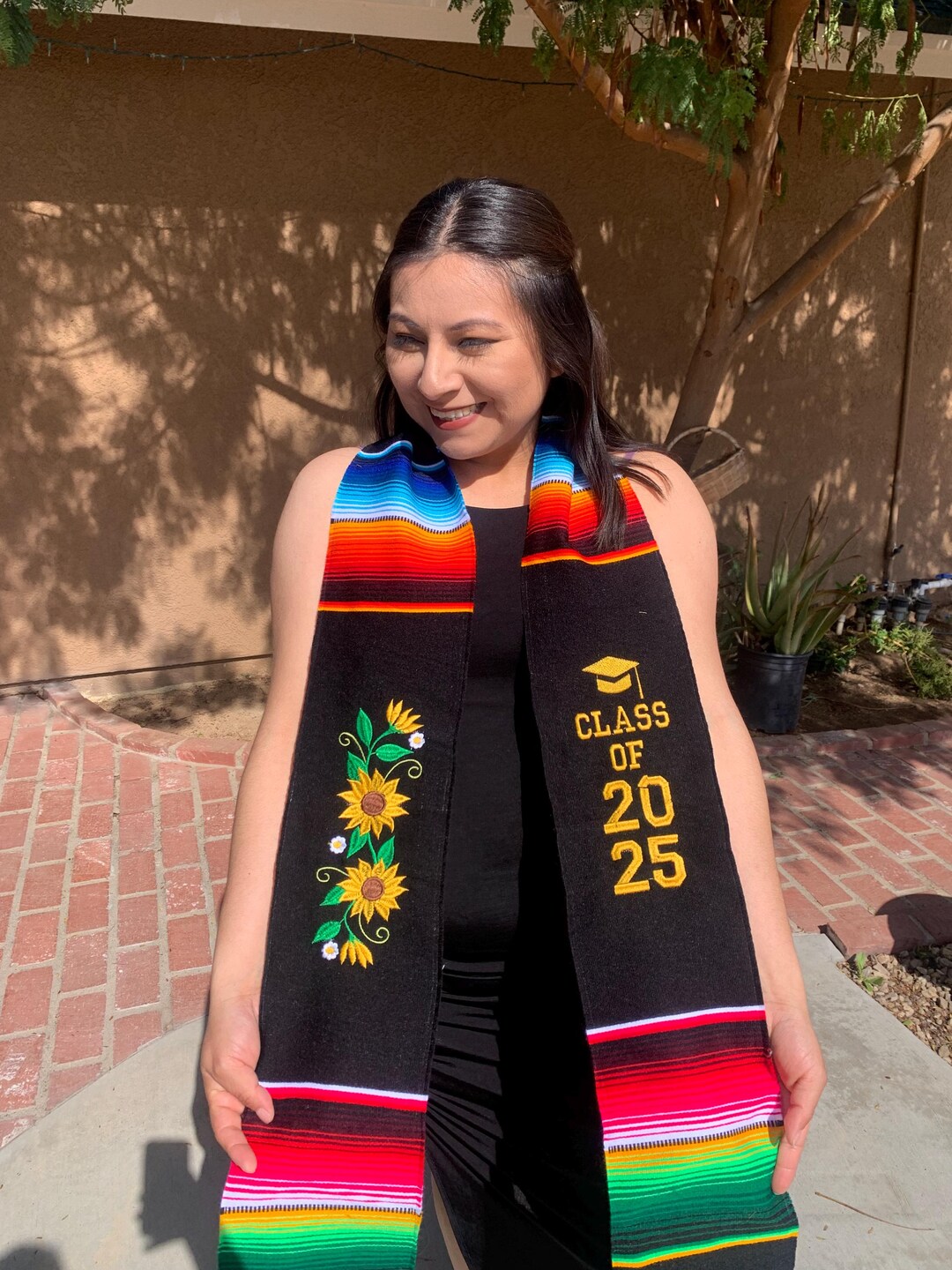 Mexican Graduation Sash.embroidered Sunflorwer Graduation Sash.sarape ...