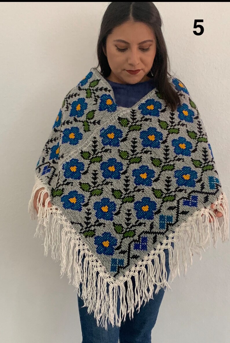 Mexican Women Floral Embroidered Poncho, Mananita Para Mujeres,mexican ...
