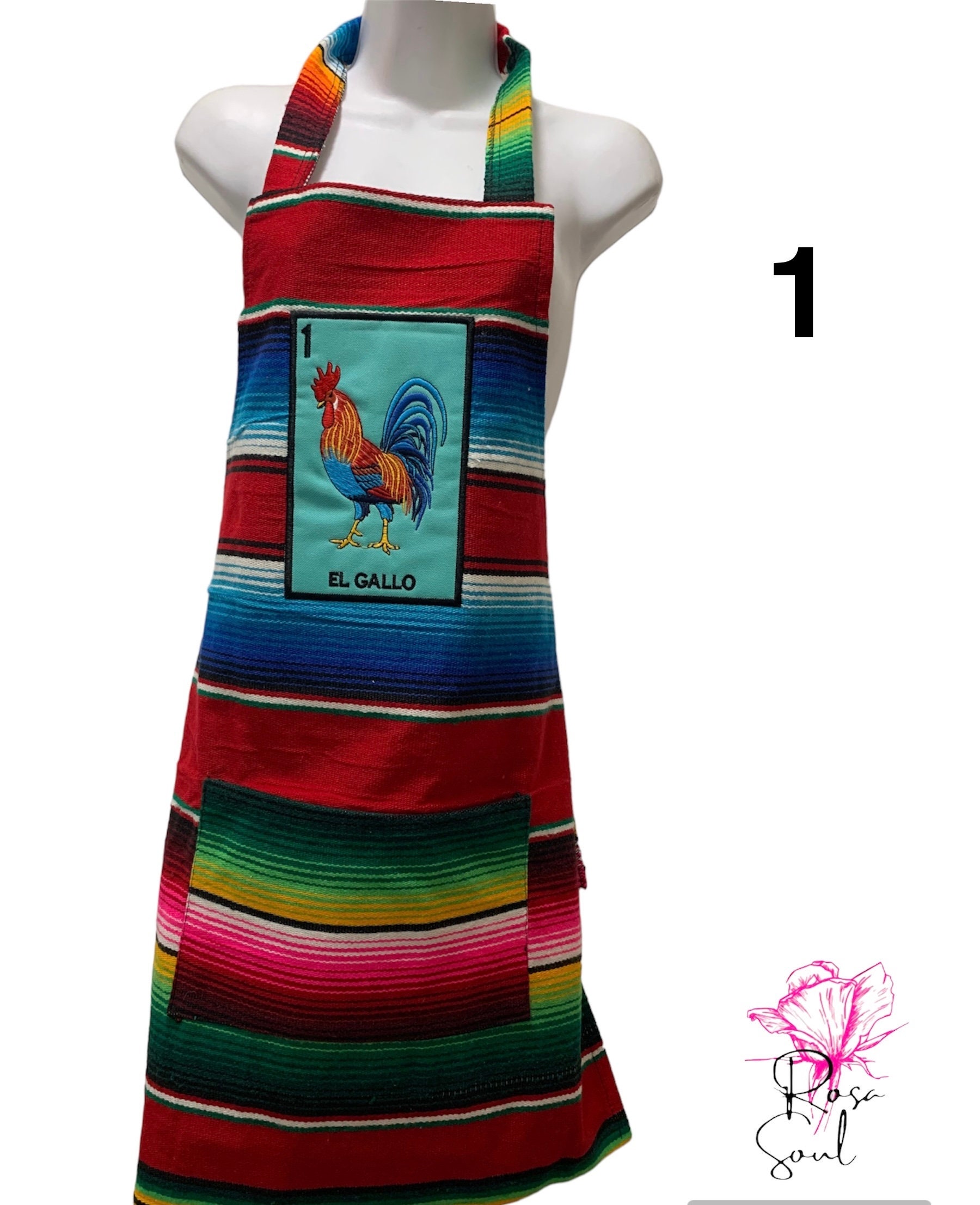 Mexican Loteria Apron Mandil El Gallo Loteria Apron Cooking Sarape ...
