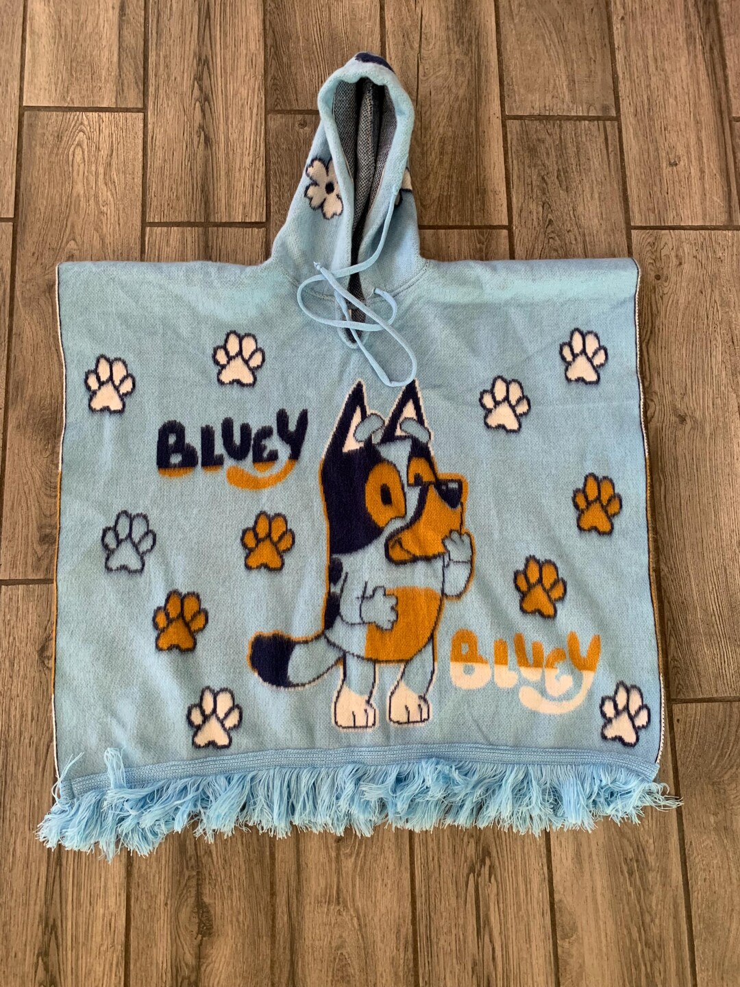 Bluey Kids Size Alpaca Poncho, Artesian Cape Very Light Weight, Hooded ...