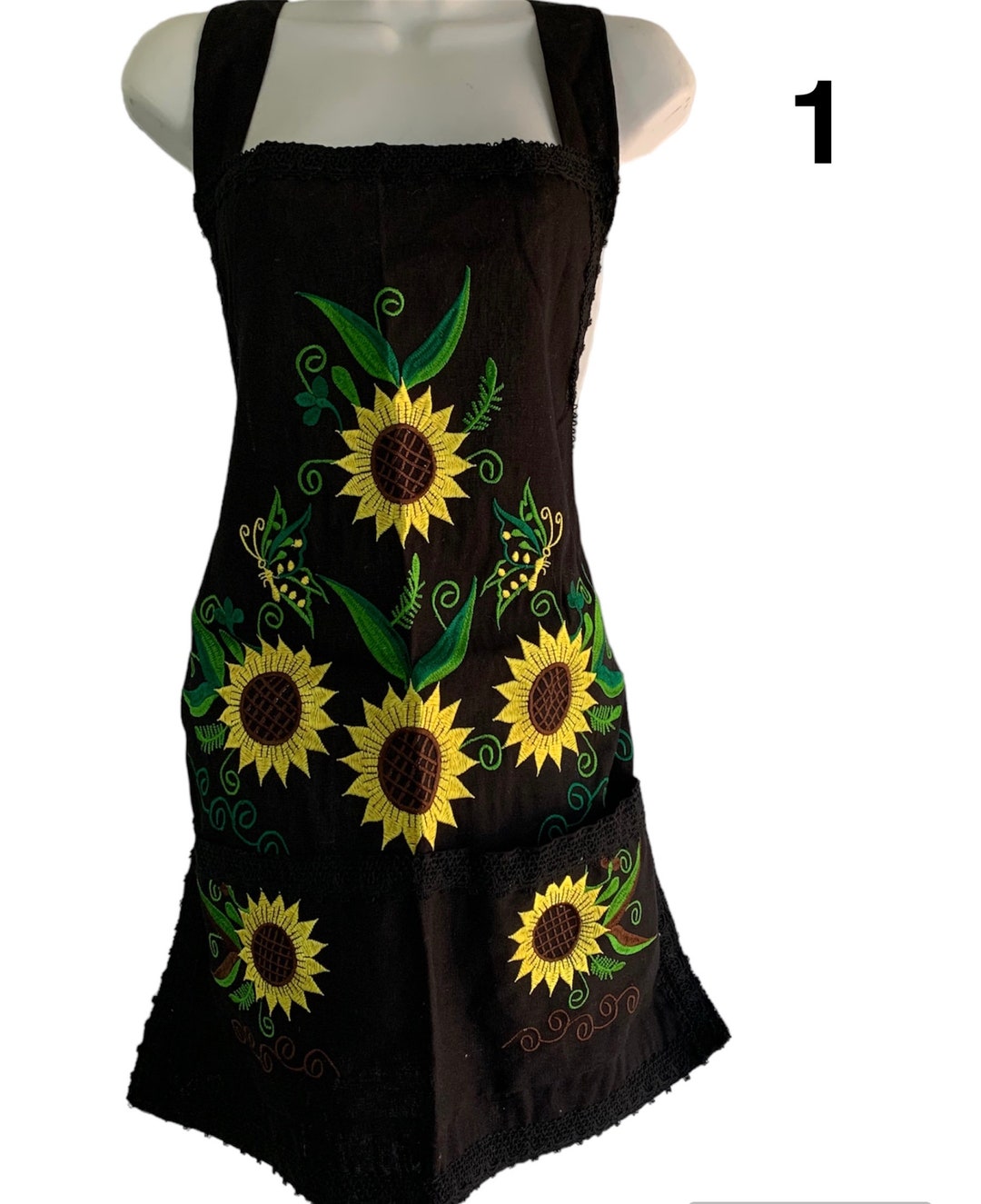Mexican Floral Embroidered Apron. Mandil Bordado. Floral Apron. Fiesta ...