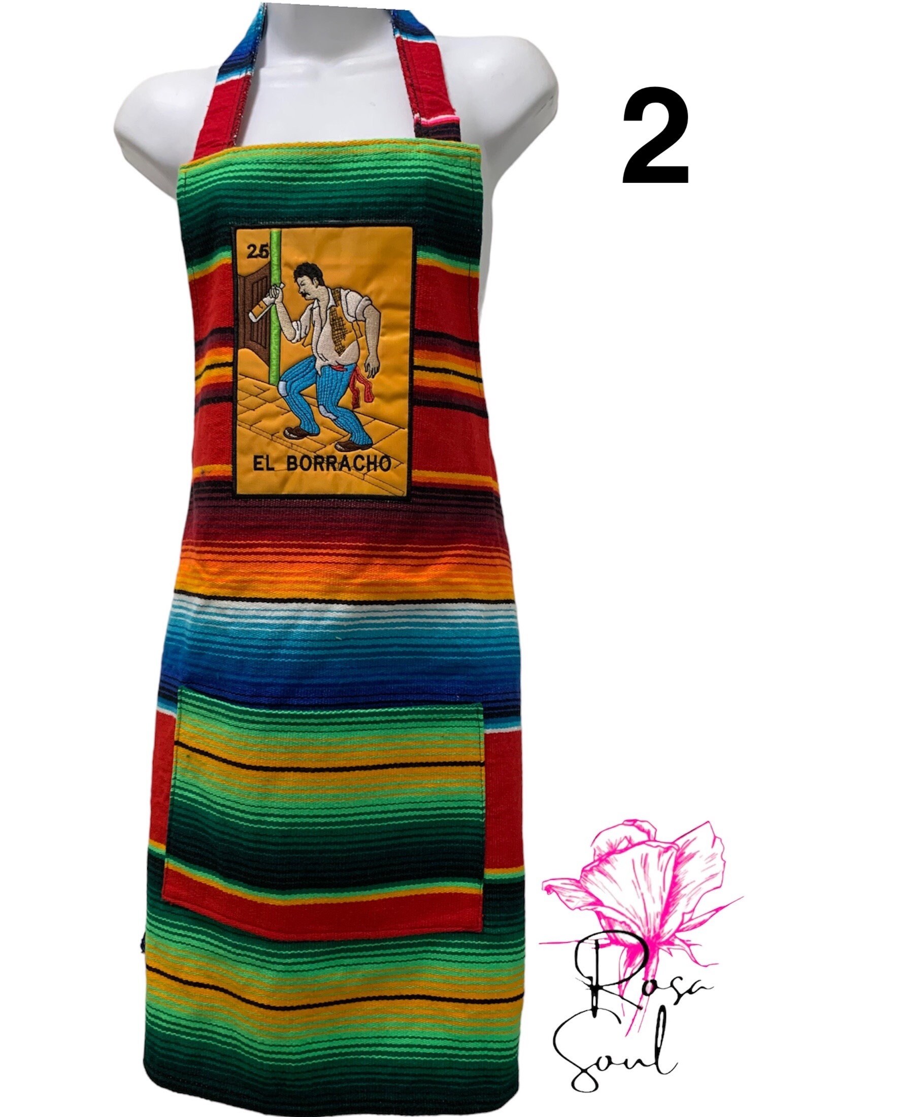 Mexican Loteria Apron Mandil El Borracho Loteria Apron Cooking Sarape ...