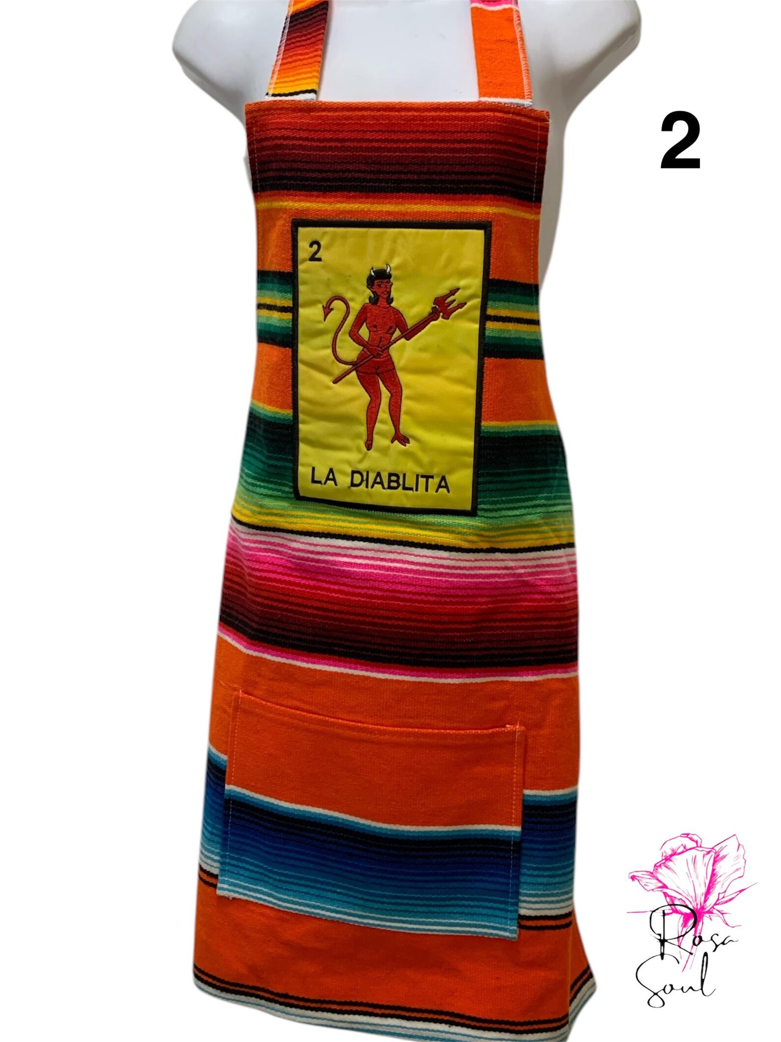Mexican Loteria Apron Mandil La Diablita Loteria Apron Cooking Sarape ...