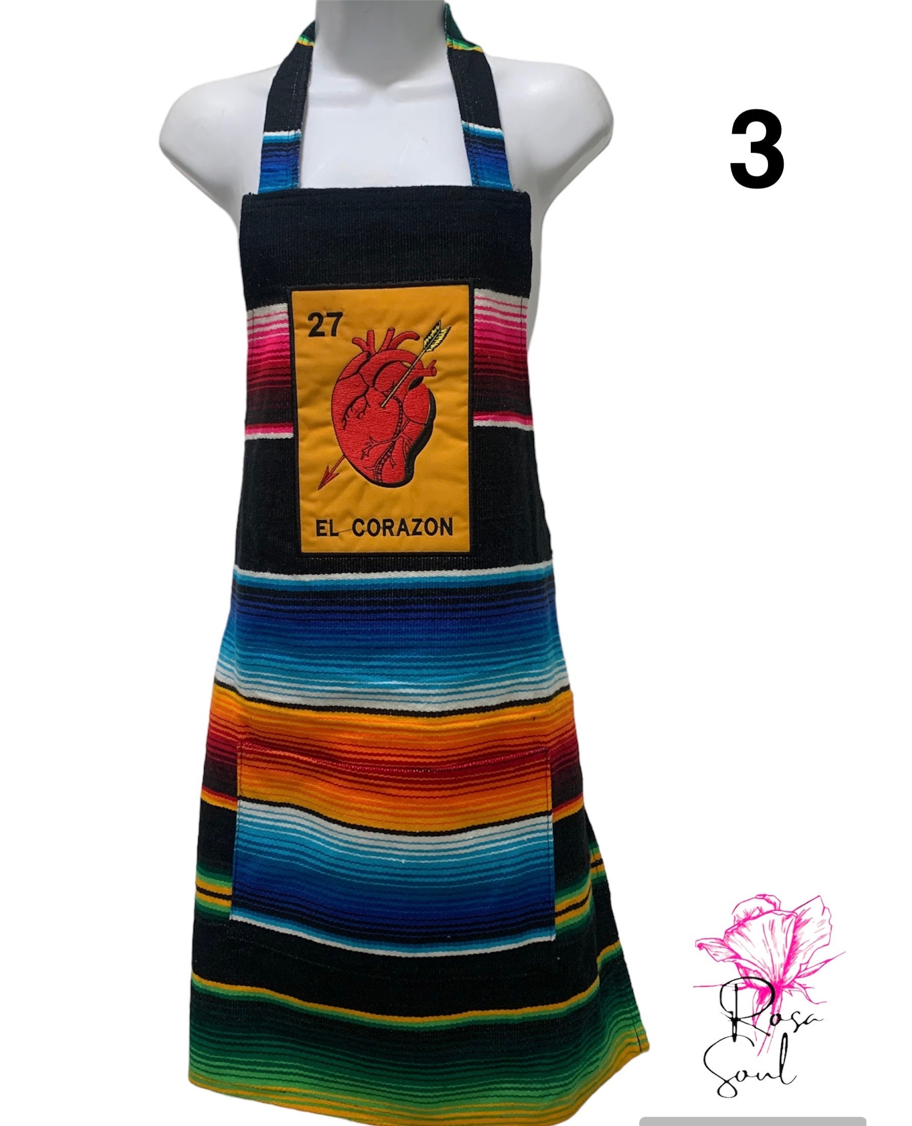 Mexican Loteria Apron Mandil El Corazon Loteria Apron Cooking Sarape ...