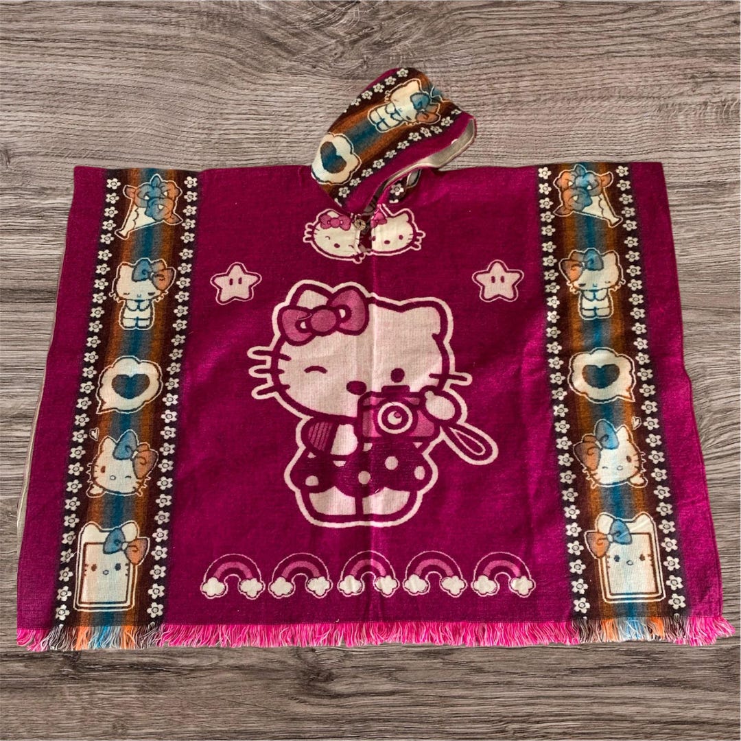 Hello Kitty Poncho Alpaca Wool Pink Poncho Unisex One Size Very Soft ...