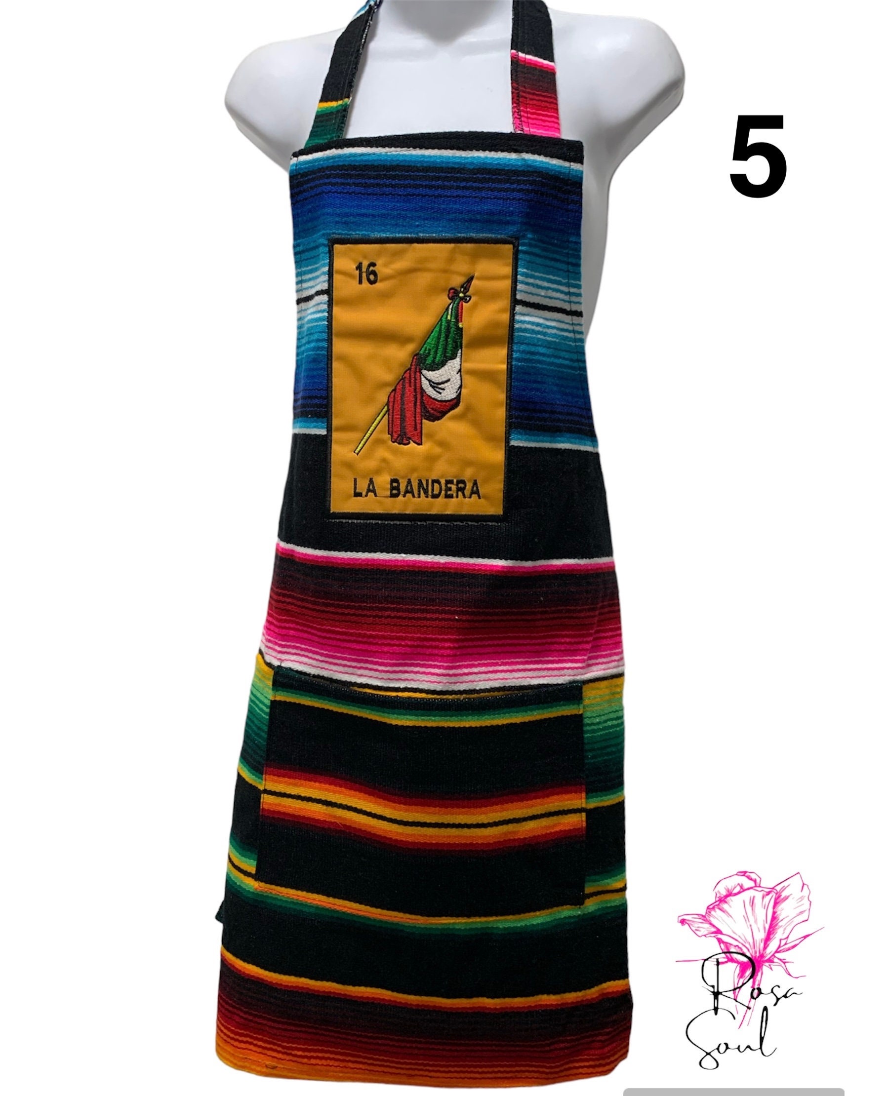 Mexican Loteria Apron Mandil La Bandera Loteria Apron Cooking Sarape ...