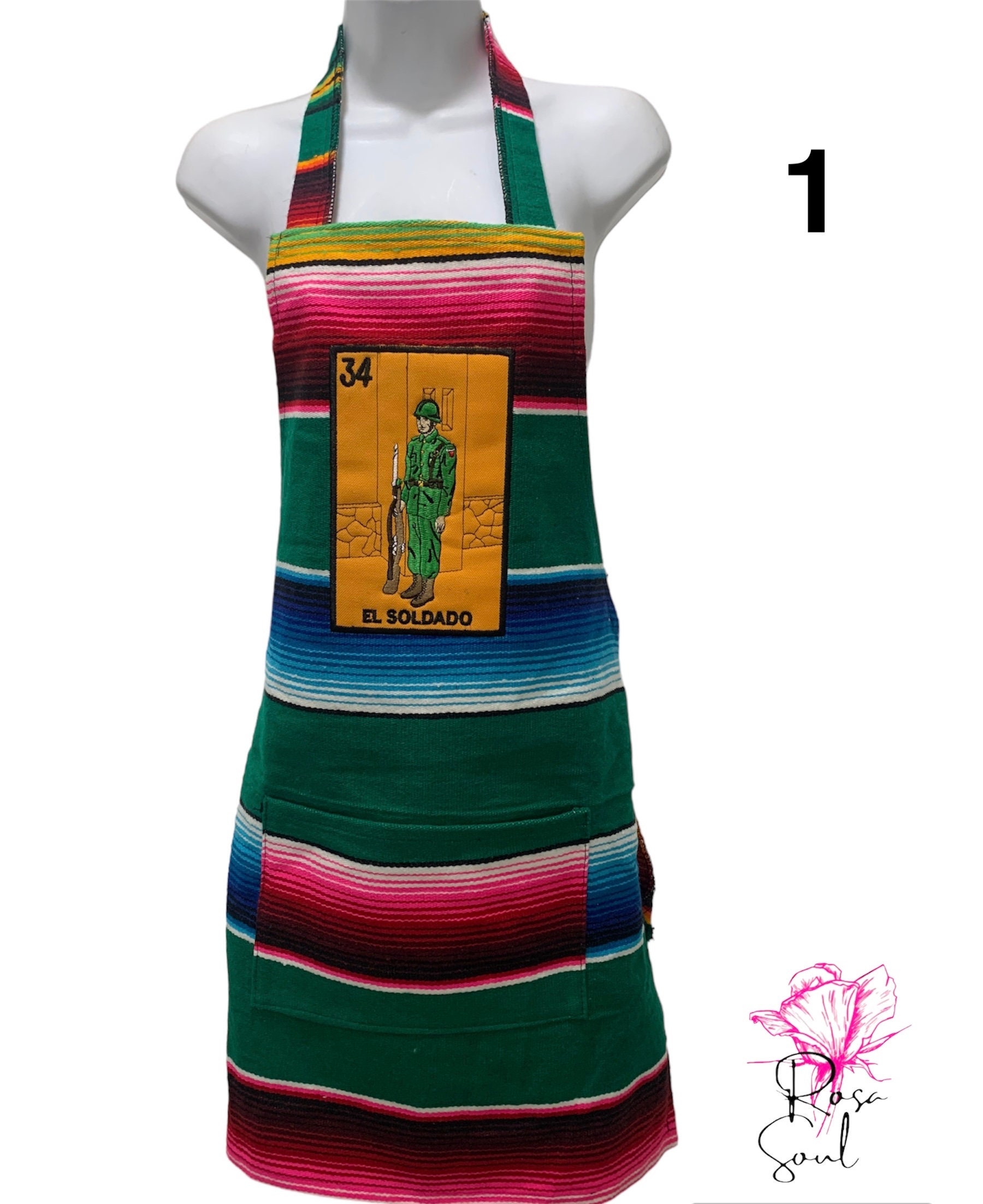 Mexican Loteria Apron Mandil El Soldado Loteria Apron Cooking - Etsy
