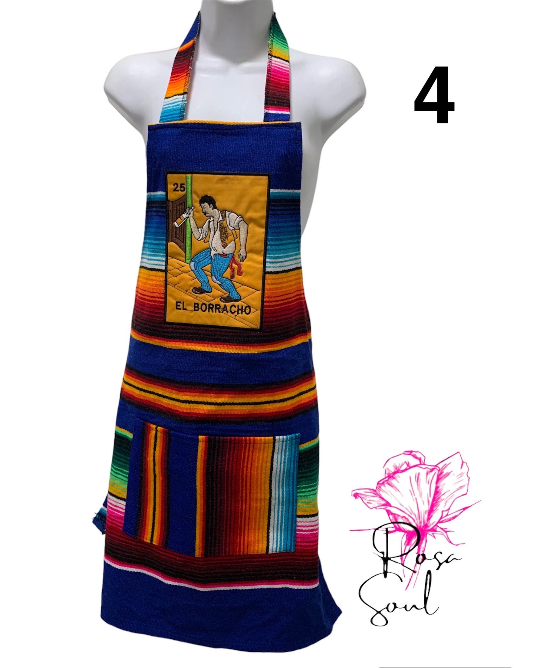Mexican Loteria Apron Mandil El Borracho Loteria Apron Cooking - Etsy