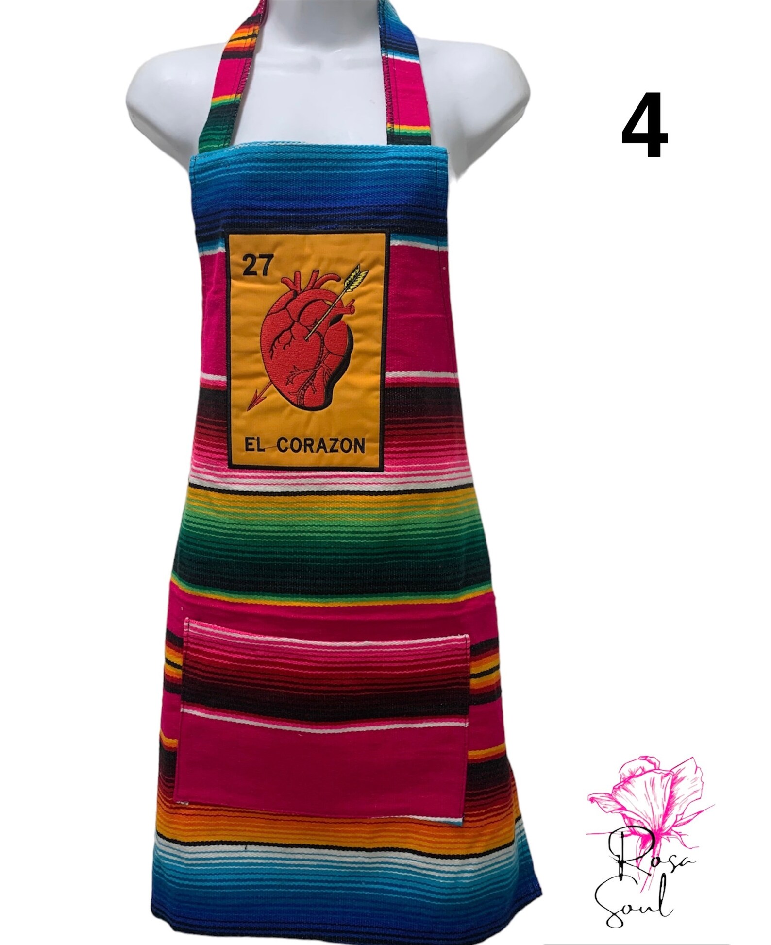 Mexican Loteria Apron Mandil El Corazon Loteria Apron Cooking Sarape ...