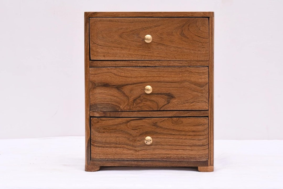 Wooden Desk 3-drawer Organizer Small Decorative Storage - Etsy