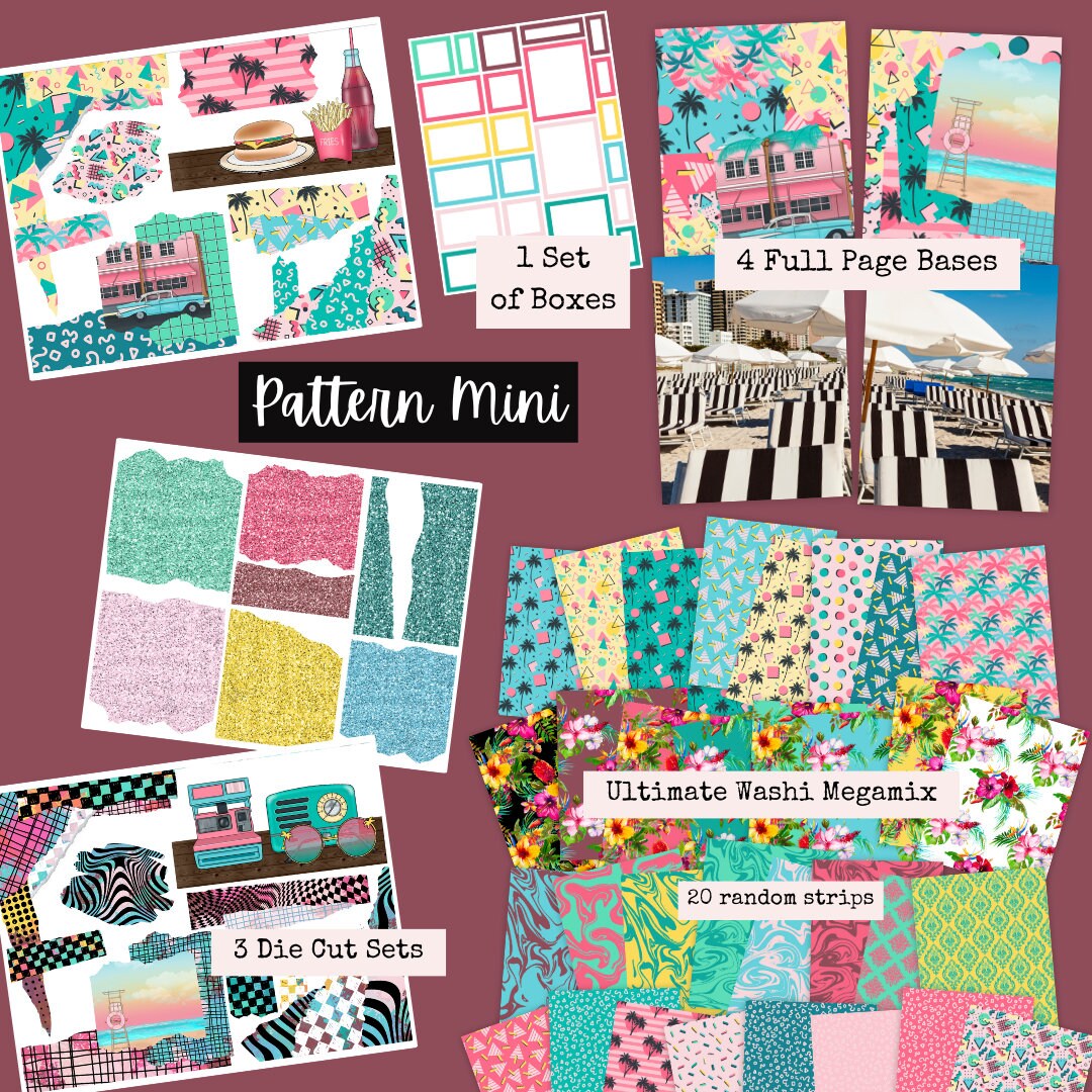 Retro Miami Patterns Mini Bundle Sticker Kit for Planner & Journal ...