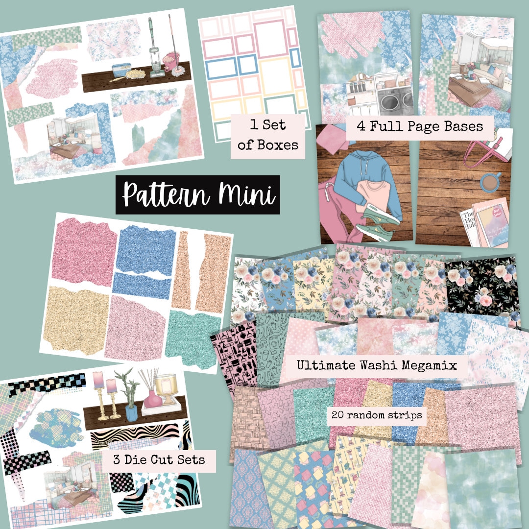 Clean Pattern Mini Bundle Sticker Kit for Planner & Journal, Boxes ...