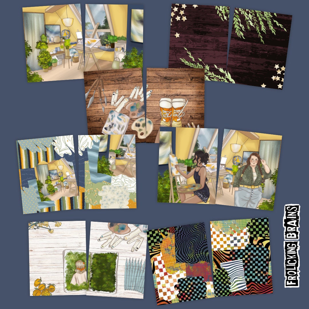 Painterly Illustrated Double Page Scenes Full Page Base Sticker for ...
