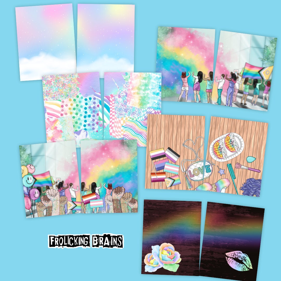 Queer Love Double Page Scenes Full Page Base Sticker for Planner and ...