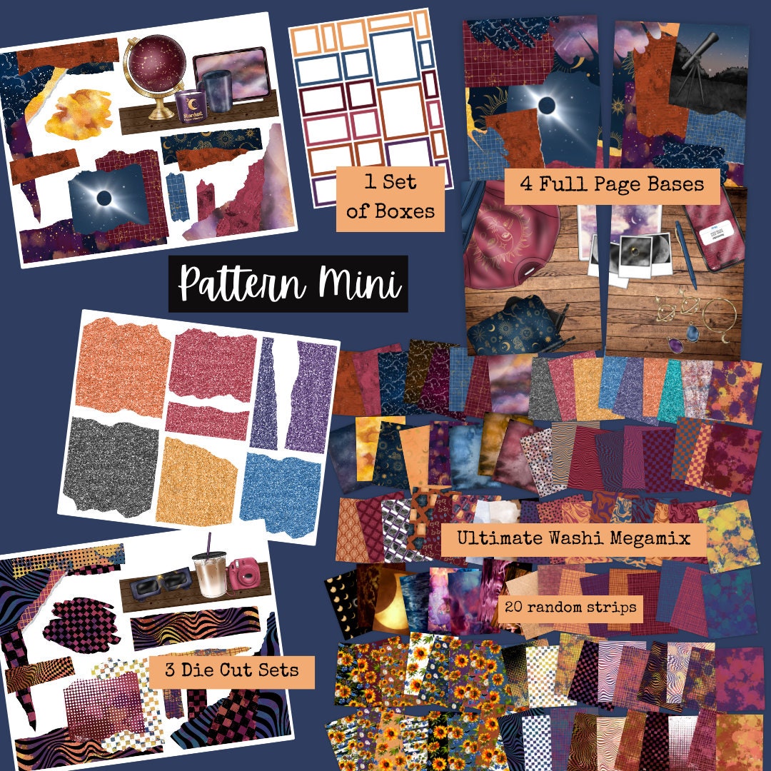 Solar Eclipse Pattern Mini Bundle Sticker Kit for Planner & Journal ...