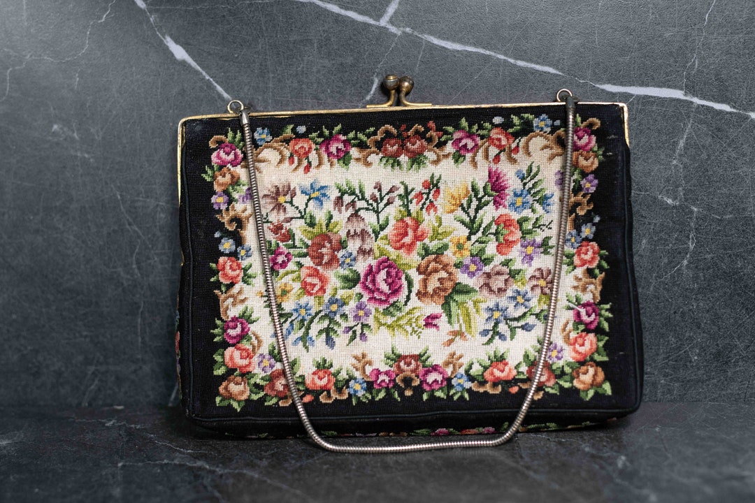 Vintage Tapestry Micro Petit Point Bag | BEAUTIFUL Hand Embroidered ...