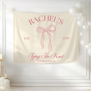She's Tying the Knot Banner Custom Coquette Bachelorette Decor Bow ...