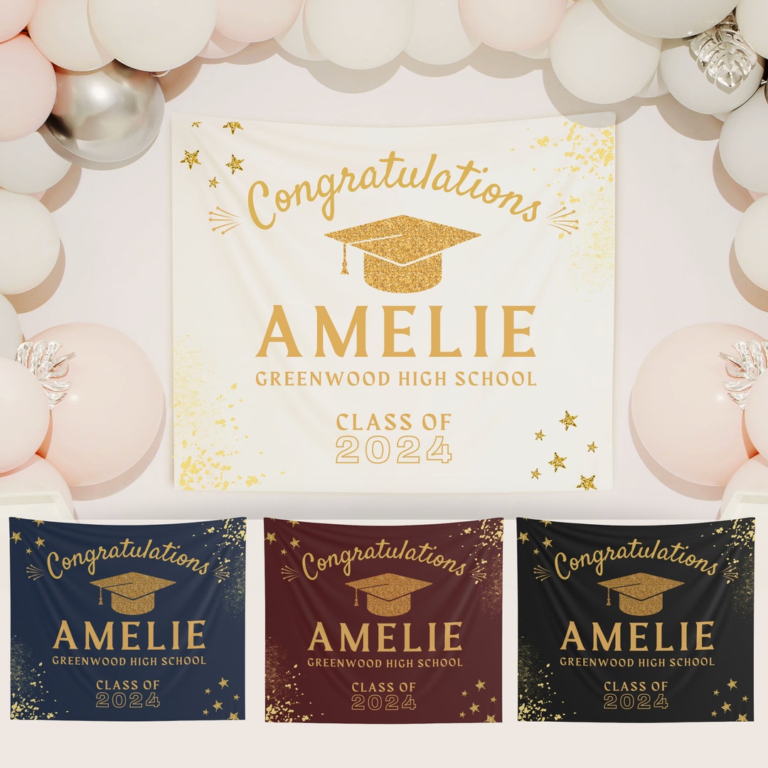 Graduation Backdrop 2024, Custom Class of 2024 Graduation Party Banner ...