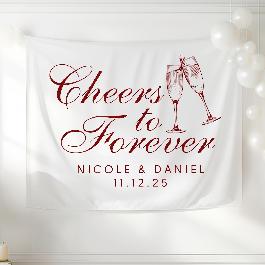 Cheers to Forever Backdrop Custom Engagement Party Photo Backdrop ...